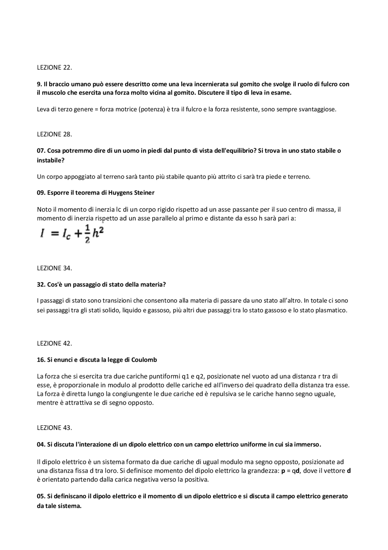 Risposte Aperte Fisica Ecampus Panieri Di Fisica Docsity