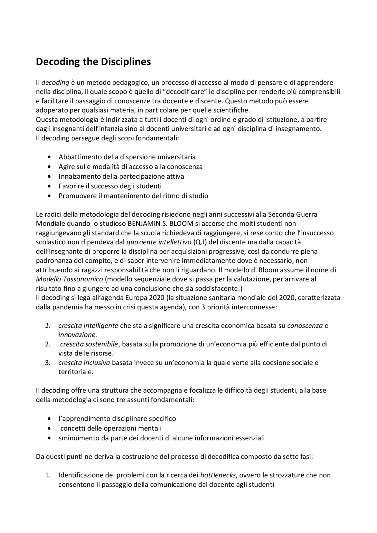 Decoding the Disciplines - Docsity