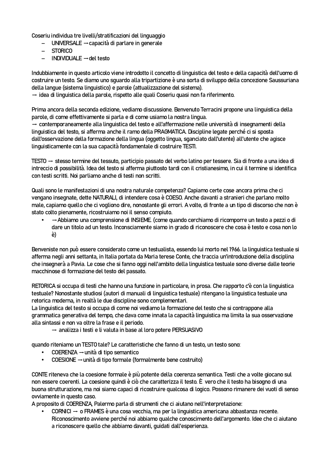 Fondamenti Di Linguistica Testuale Docsity
