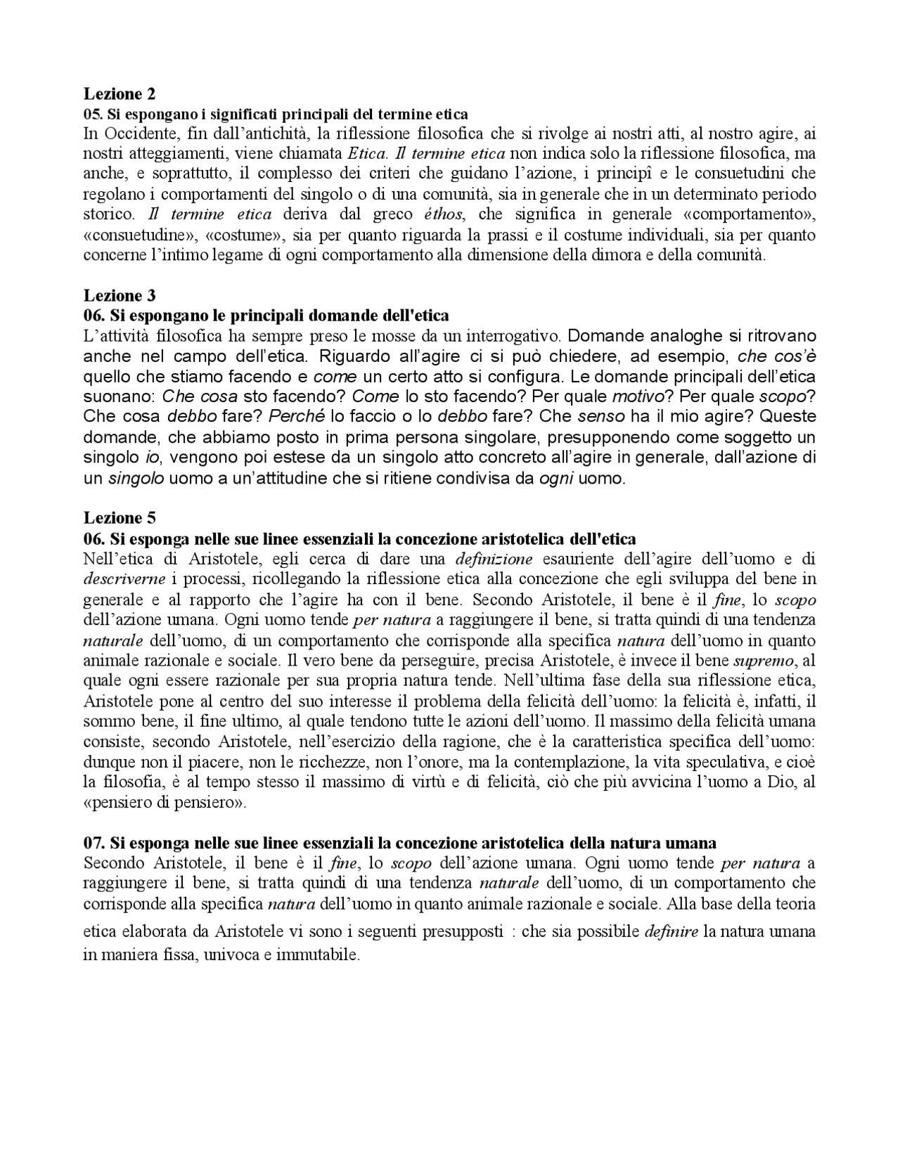 Etica Risposte Aperte Voto 27 Docsity
