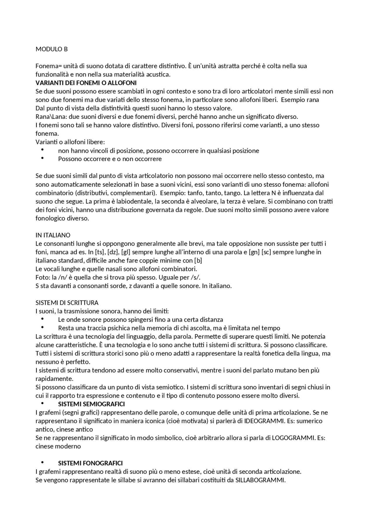 Modulo B Linguistica Docsity