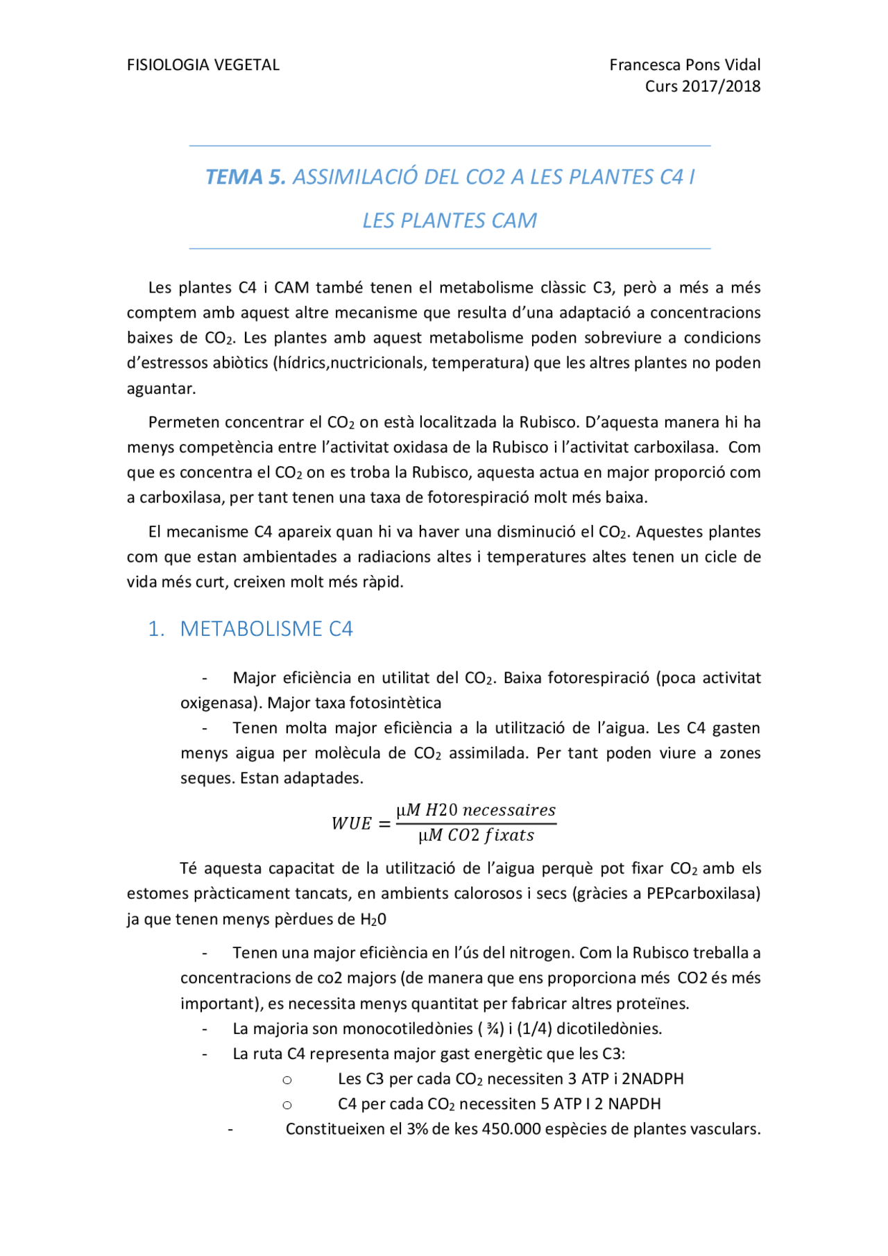 FISIOLOGÍA VEGETAL DE LAS PLANTAS BIOQUÍMICA UB - Docsity