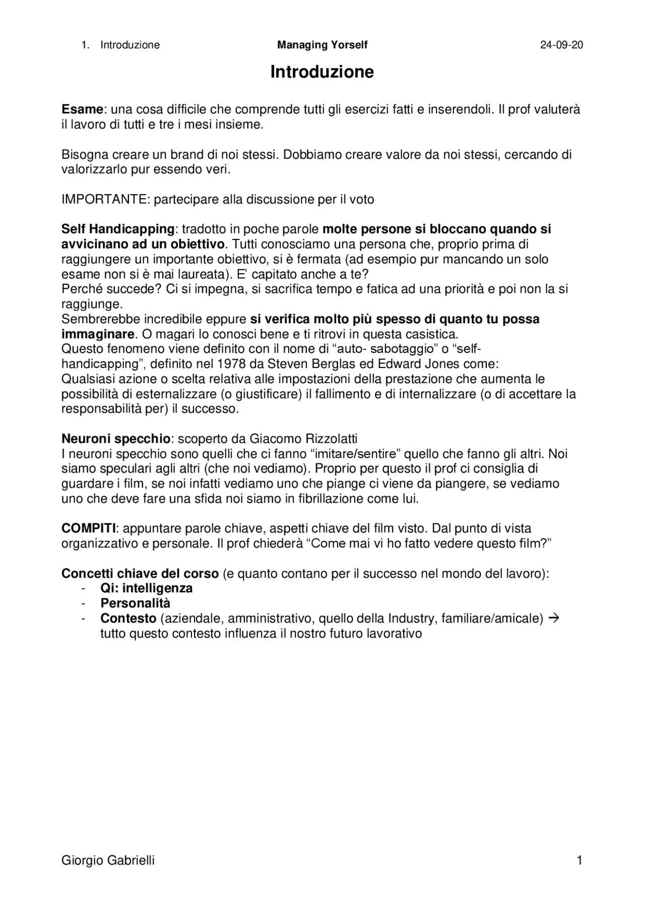 Managing Yourself Appunti Docsity
