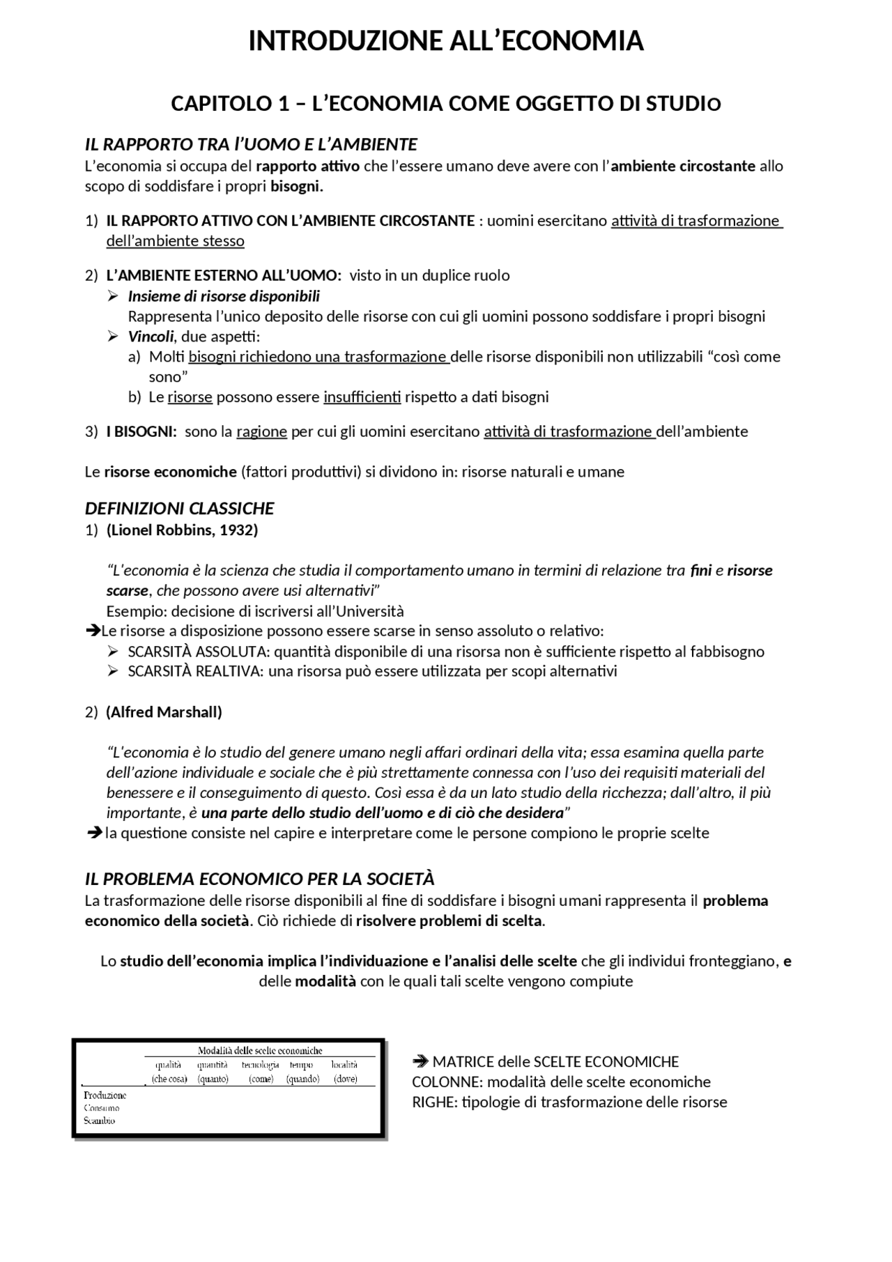 Riassunto Teorico Introduzione Alleconomia Docsity