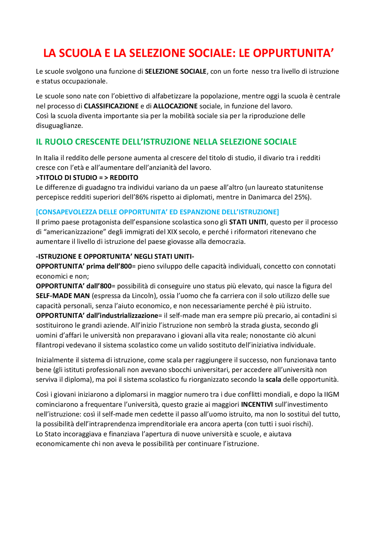 Scuola E Societa Brint Cap 5 6 Docsity