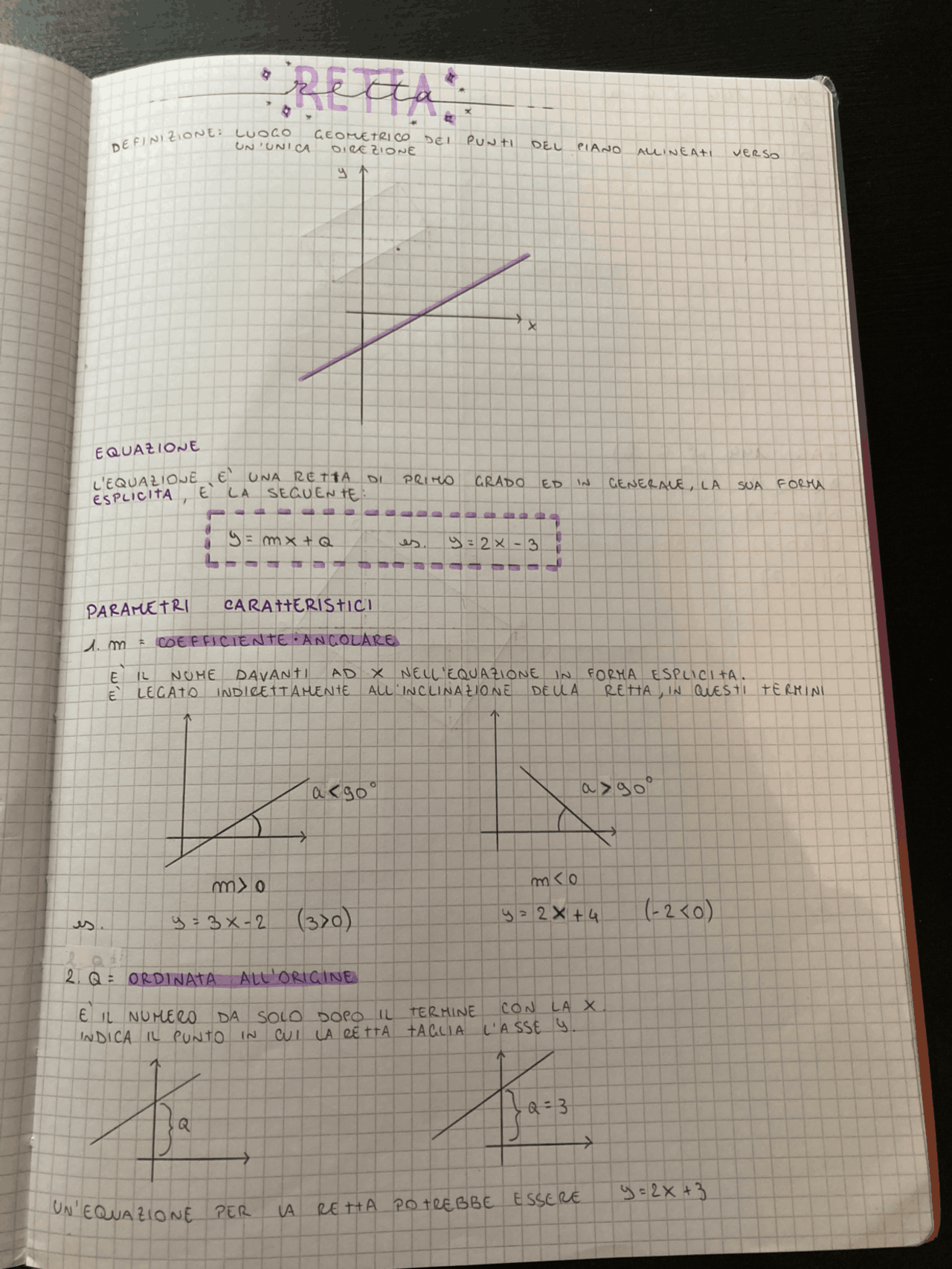 Parametri retta matematica - Docsity