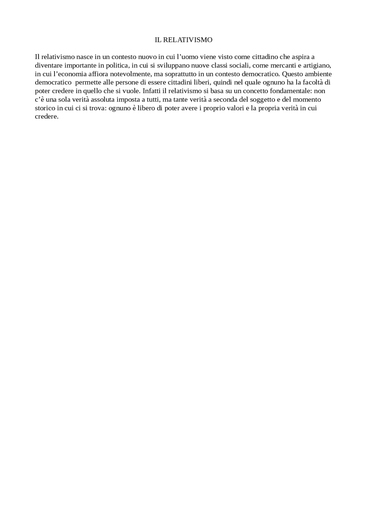 Il Relativismo Cose Docsity