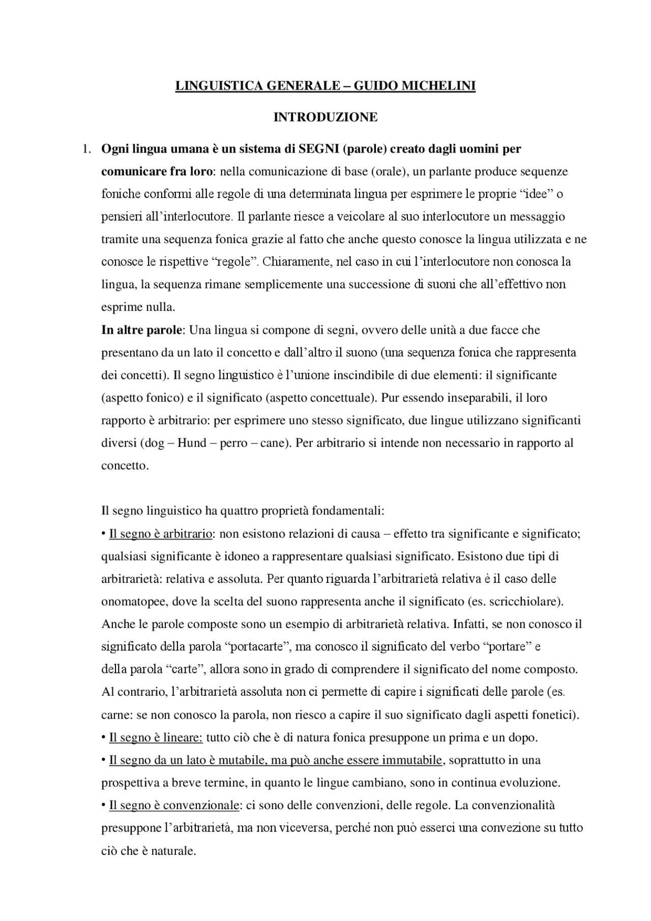 Riassunto Cap 1 2 Linguistica Generale Di G Michelini Docsity