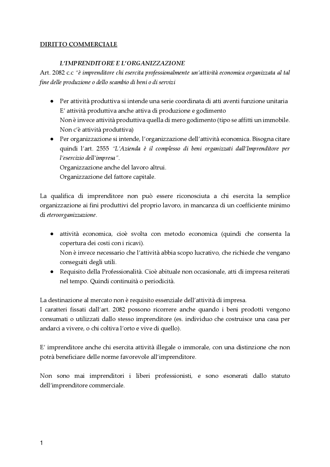 Diritto Commerciale Pegaso Docsity