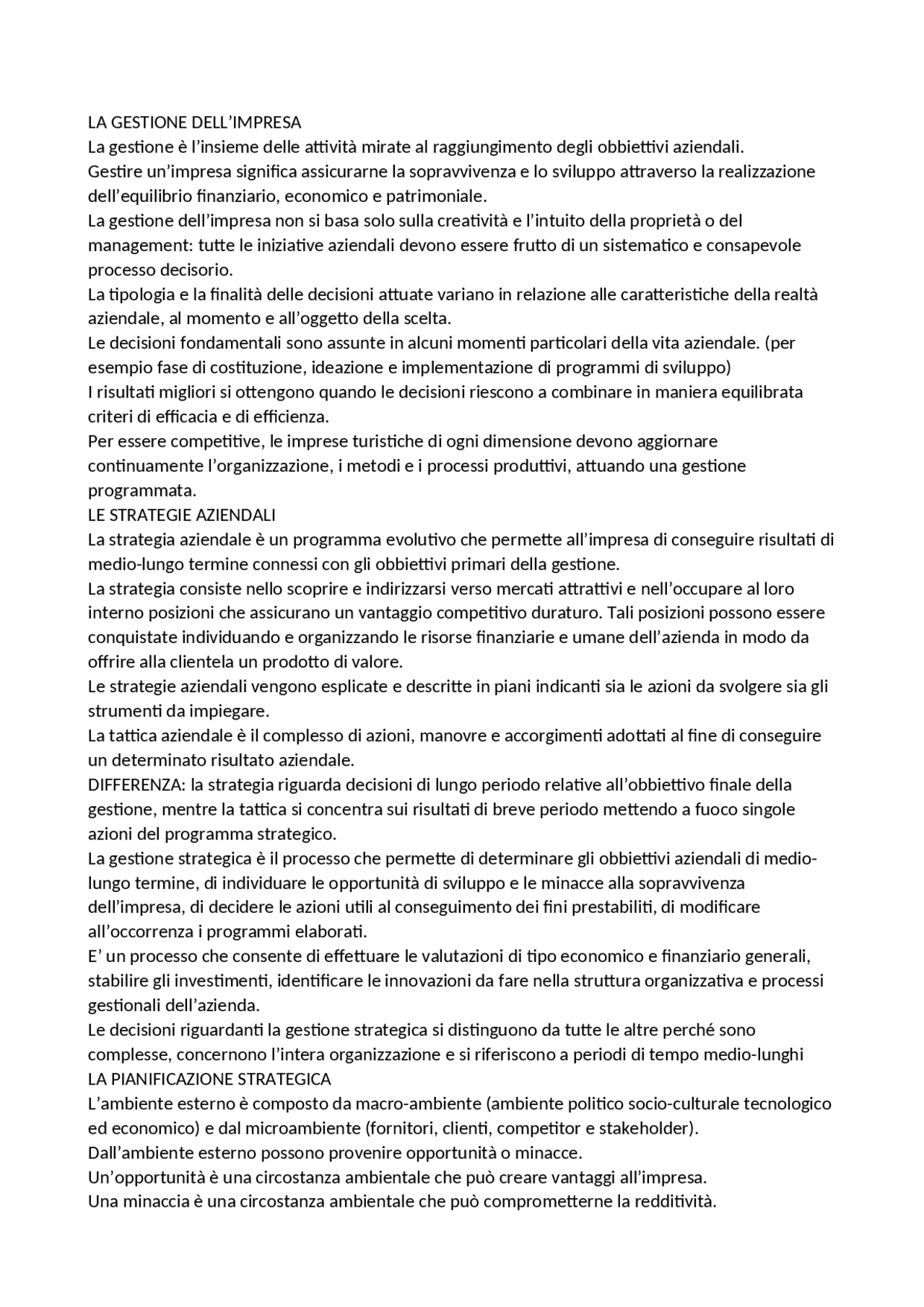 La Gestione Dellimpresa Docsity