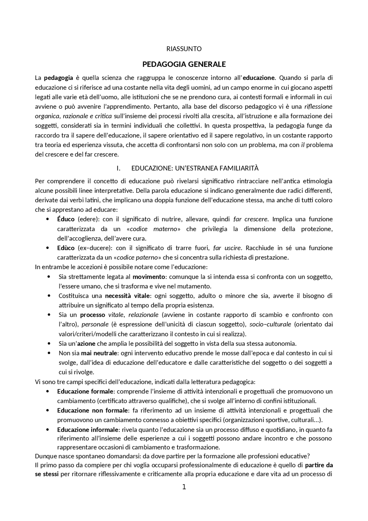 Manuale Di Pedagogia Generale Docsity