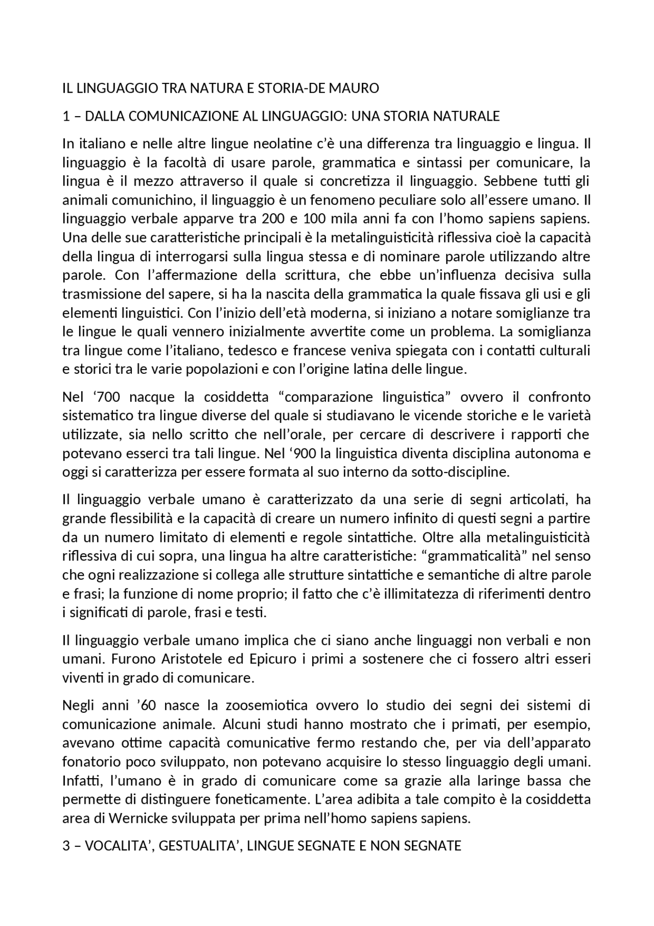 Riassunto Tematiche Più Importante Del De Mauro Docsity