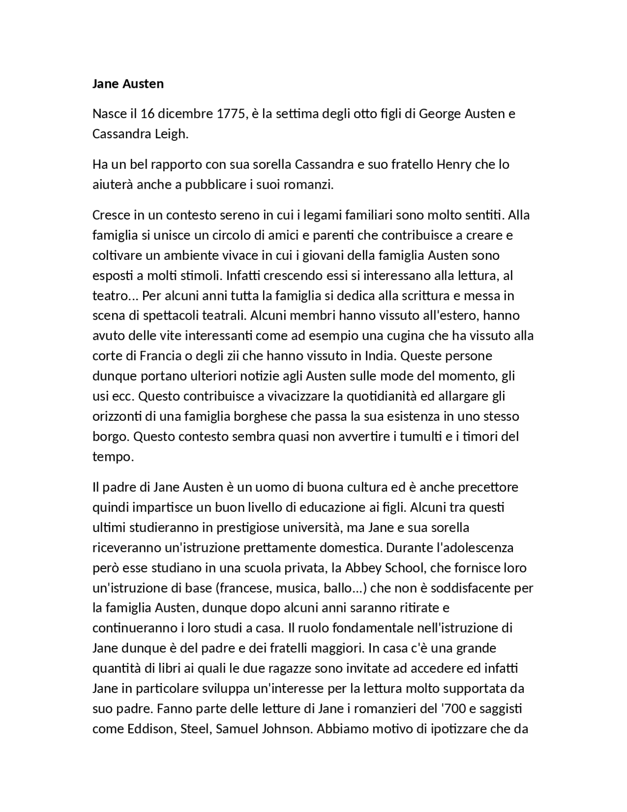 Lezione Su Jane Austen Docsity