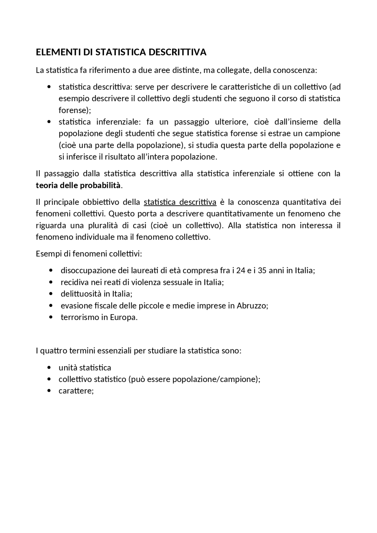 Elementi Di Statistica Descrittiva Docsity
