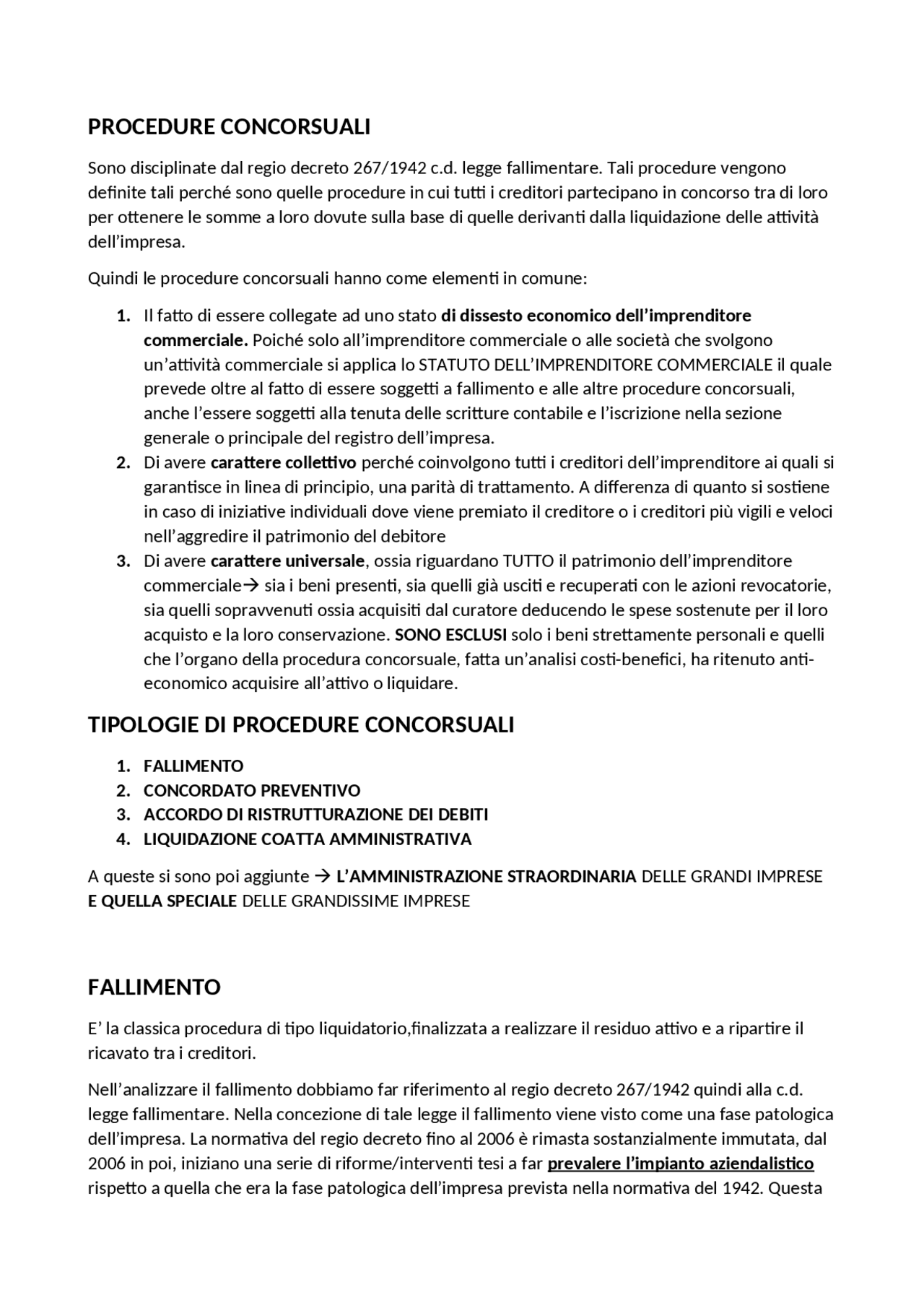 Procedure Concorsuali Docsity