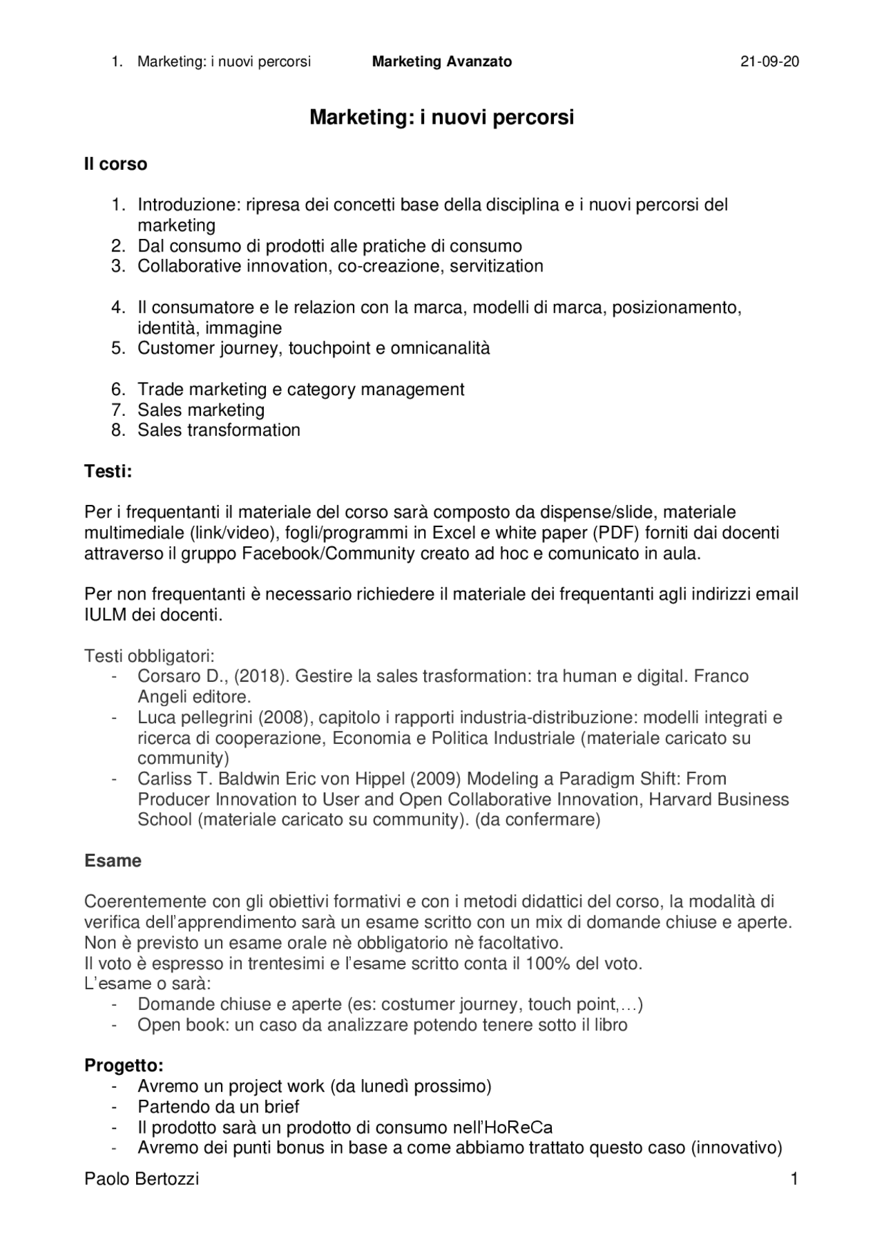 Marketing Avanzato Iulm Docsity