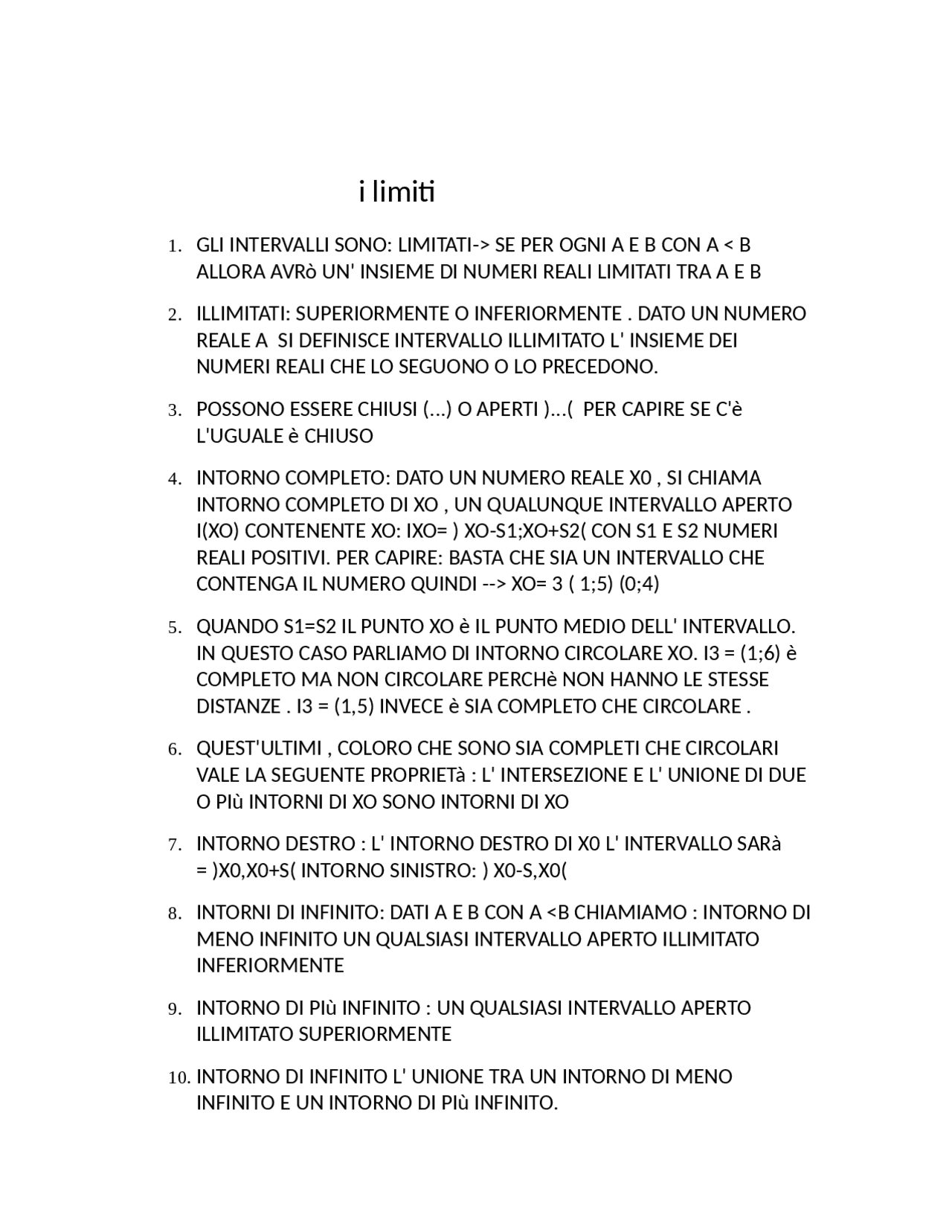 Matematica Parte Teorica Docsity