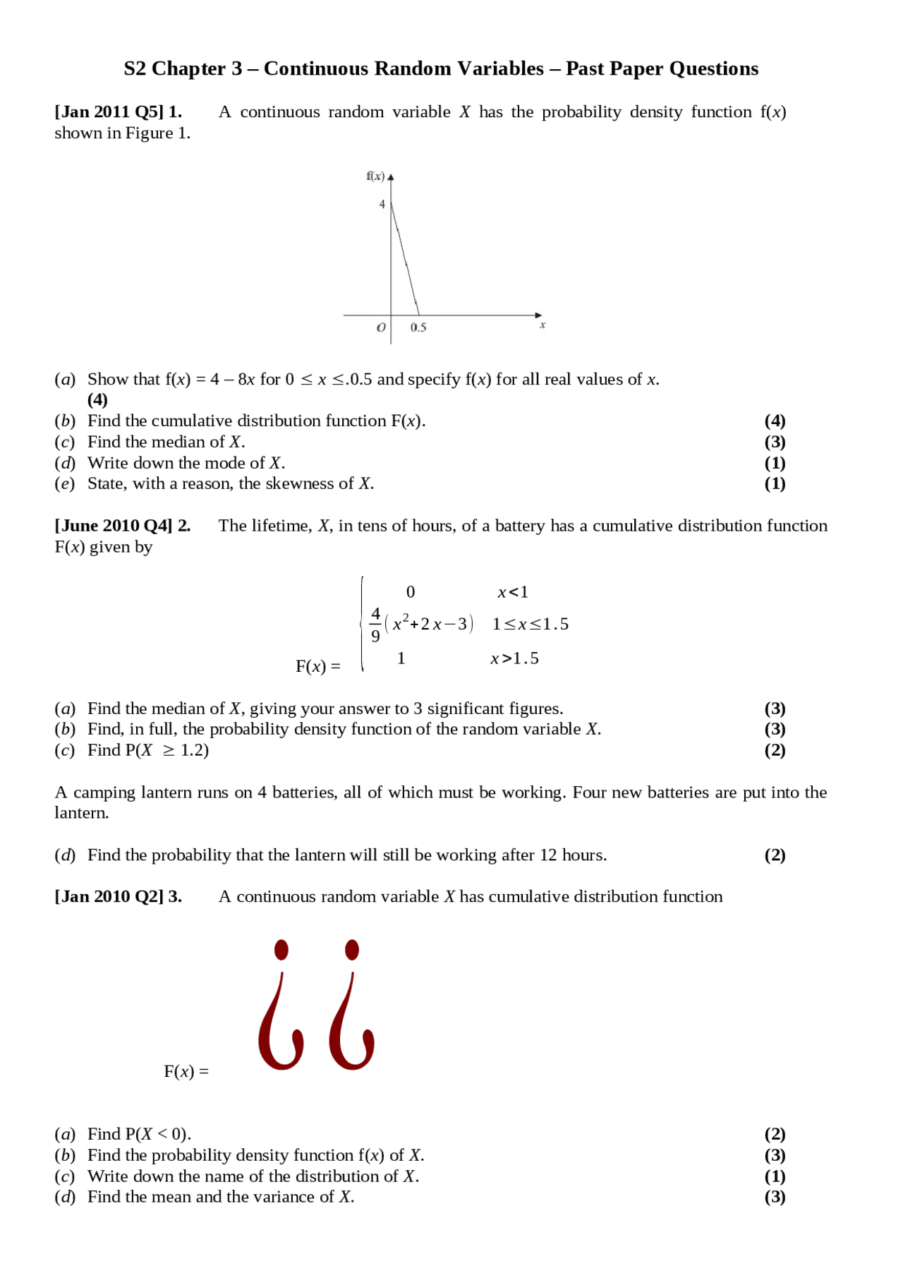 Random Variables Notes Docsity