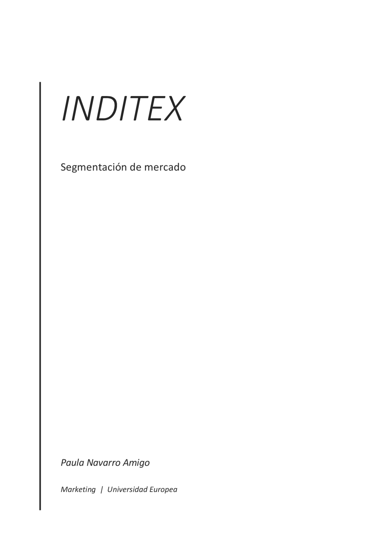 CASO INDITEX MARKETING | Ejercicios de Marketing | Docsity