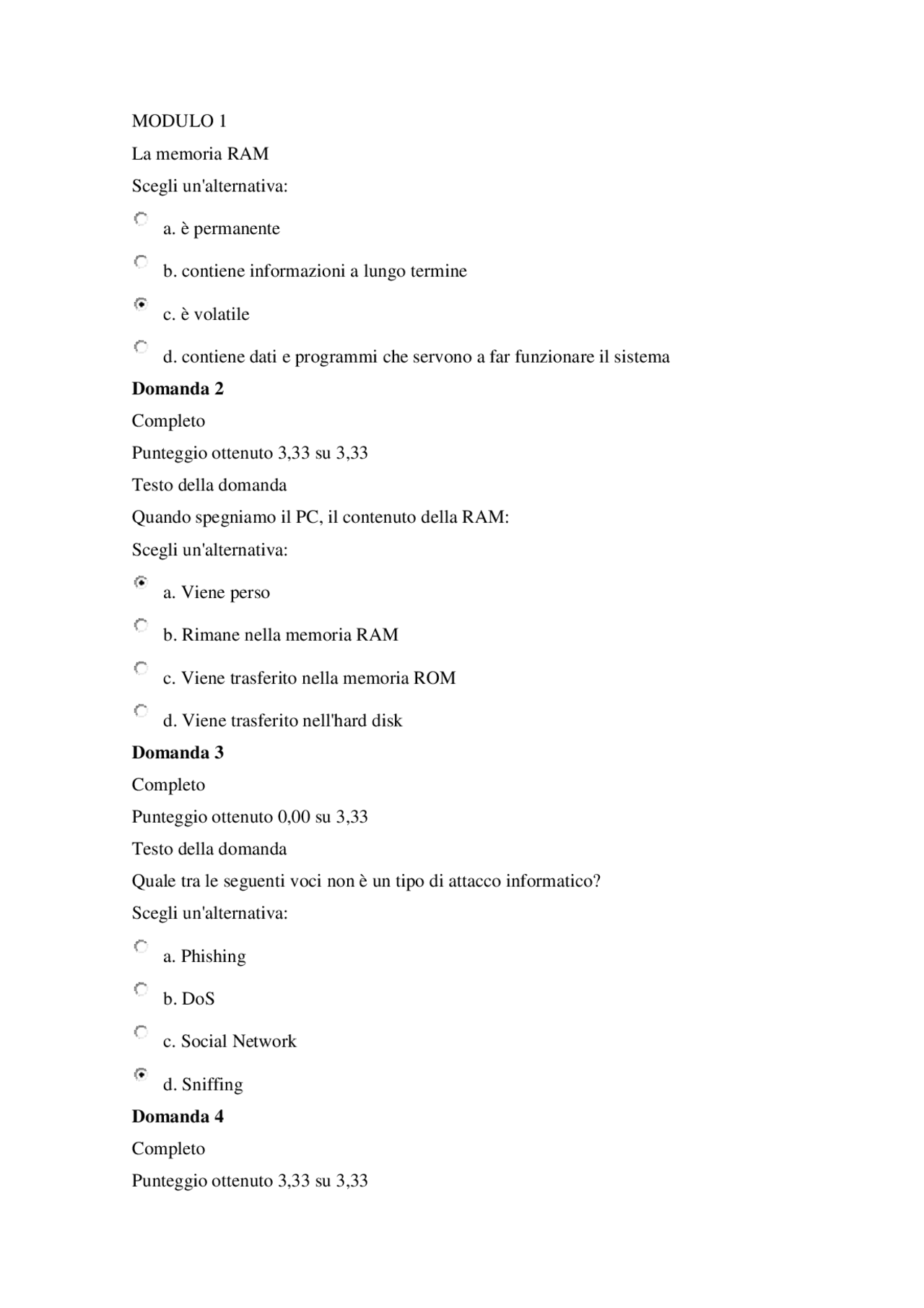 Risposte Complete Moduli Corso Eirsaf Full Prove Desame Di Elementi