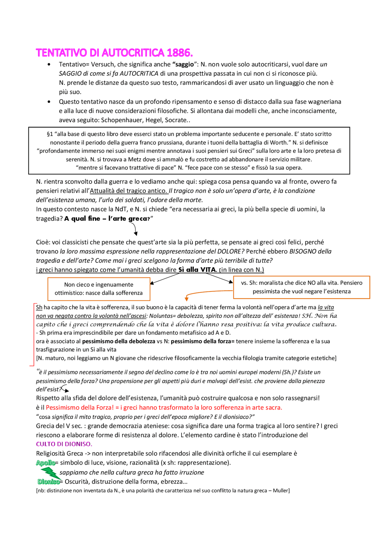 La Nascita Della Tragedia Nietzsche Docsity