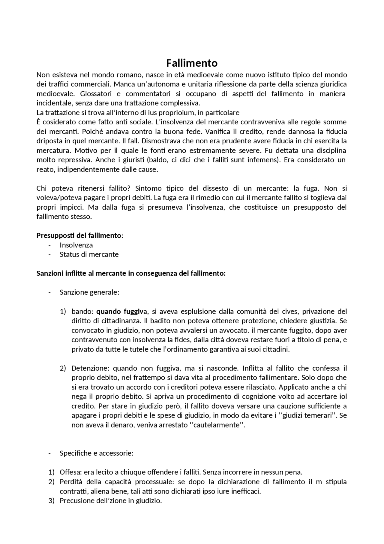 Il Fallimento In Epoca Mercantile Docsity