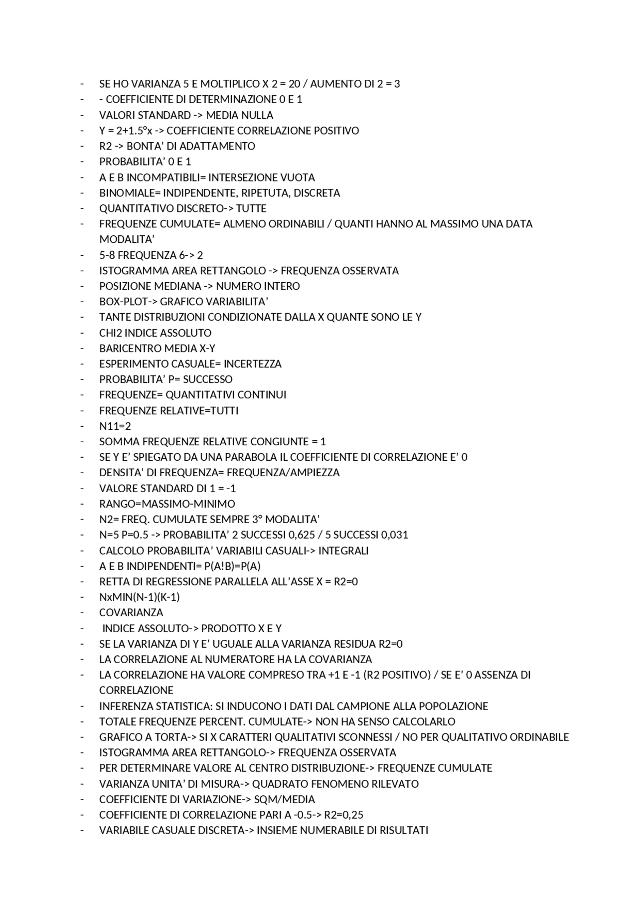 Esame Statistica Prof Sanna L 18 Mercatorum Docsity