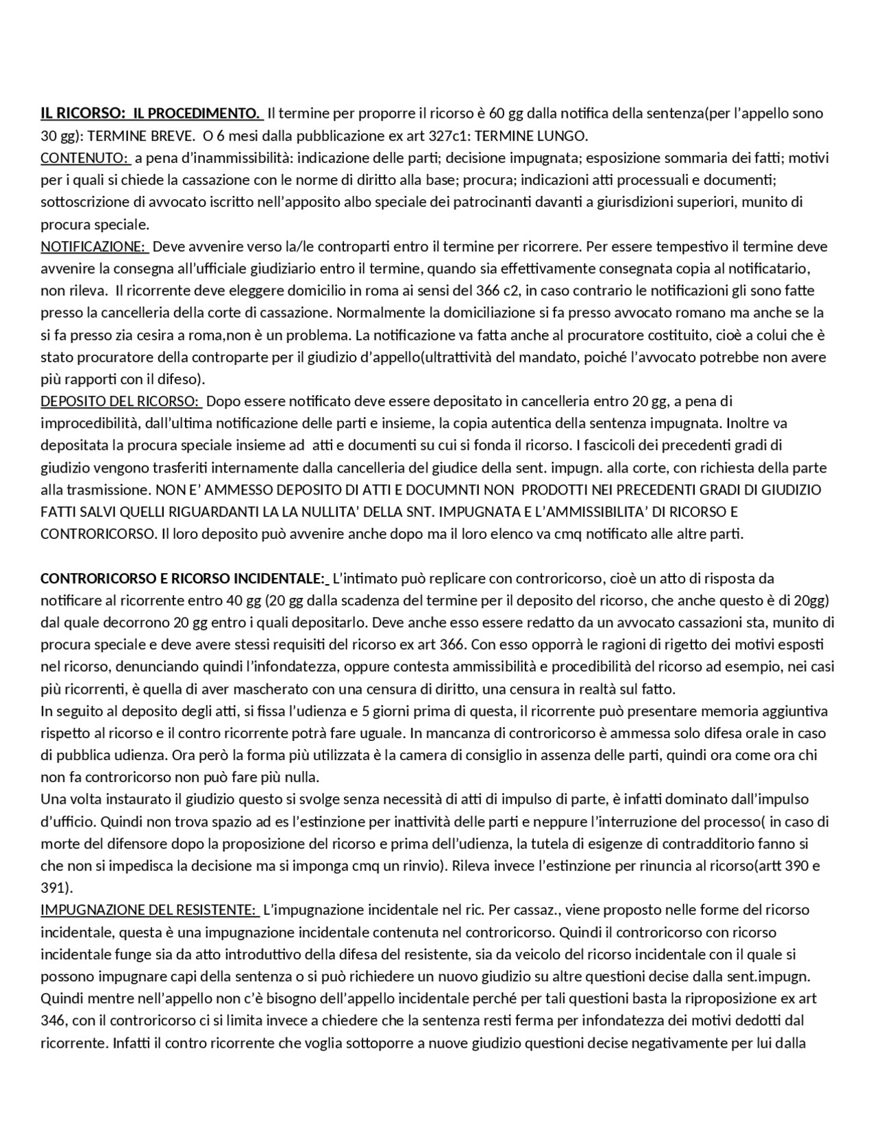 Cap 43 Ricordo Per Cassazione Prof Sassani Docsity