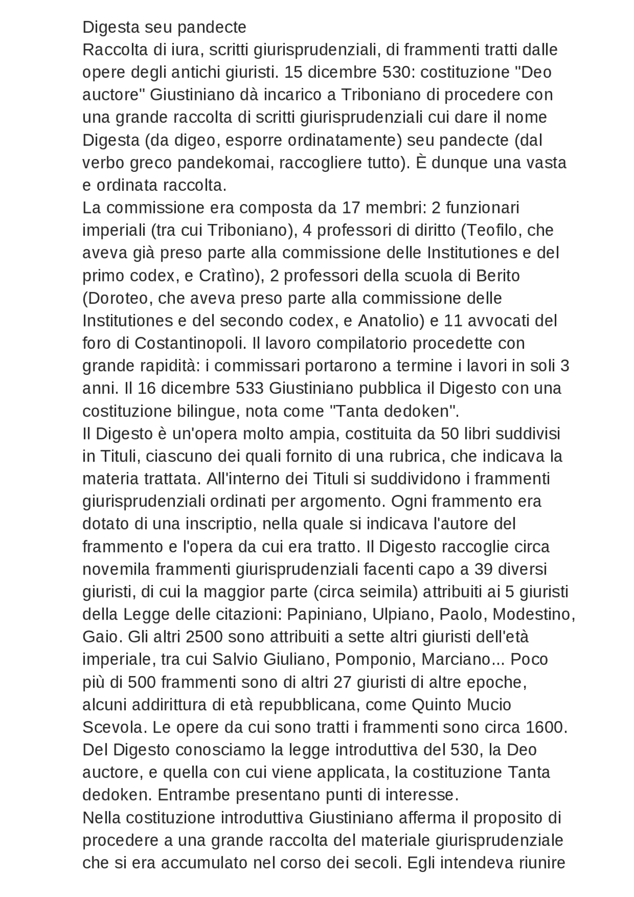 Digesta seu Pandectae - Docsity