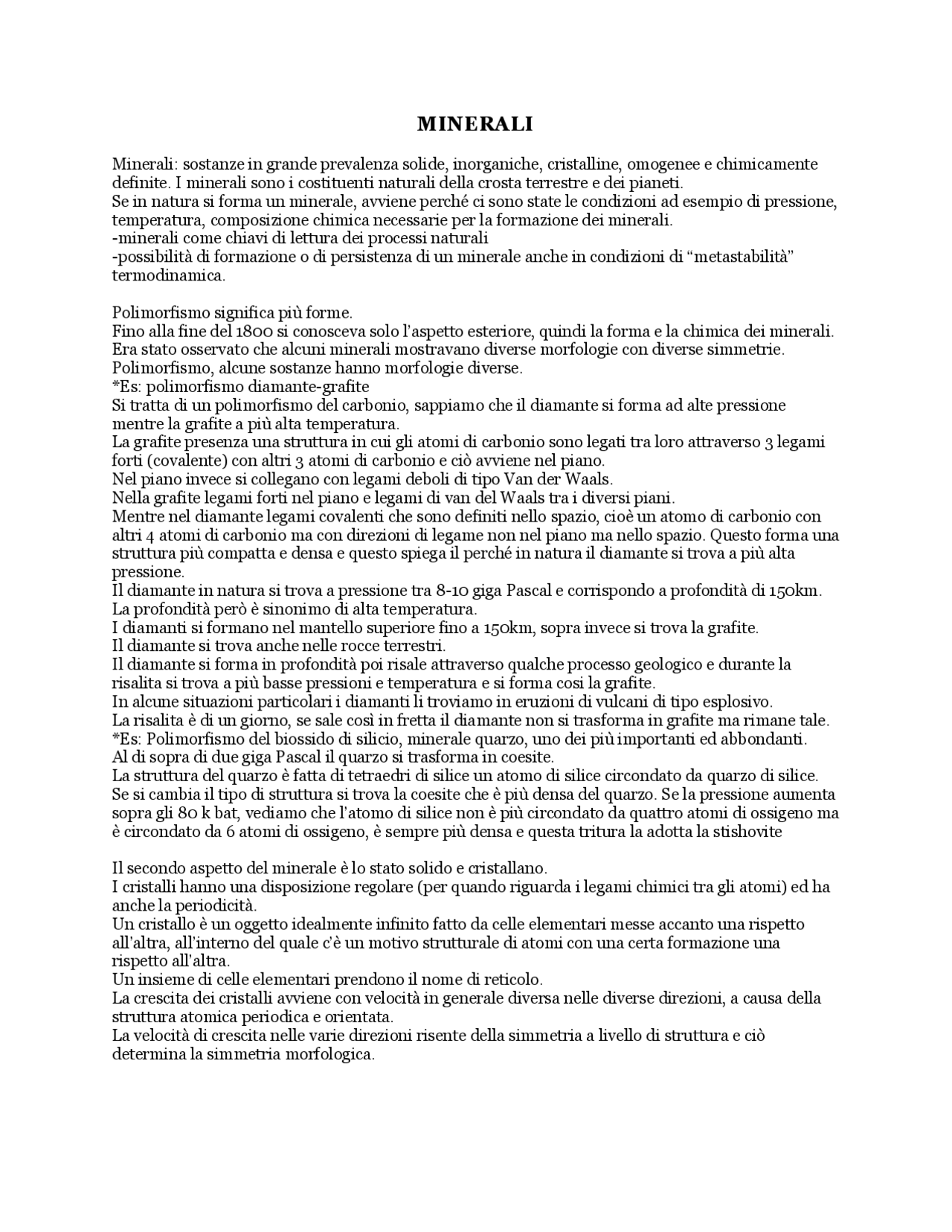 Laboratorio minerali (prof Merlini) parte 1 - Docsity