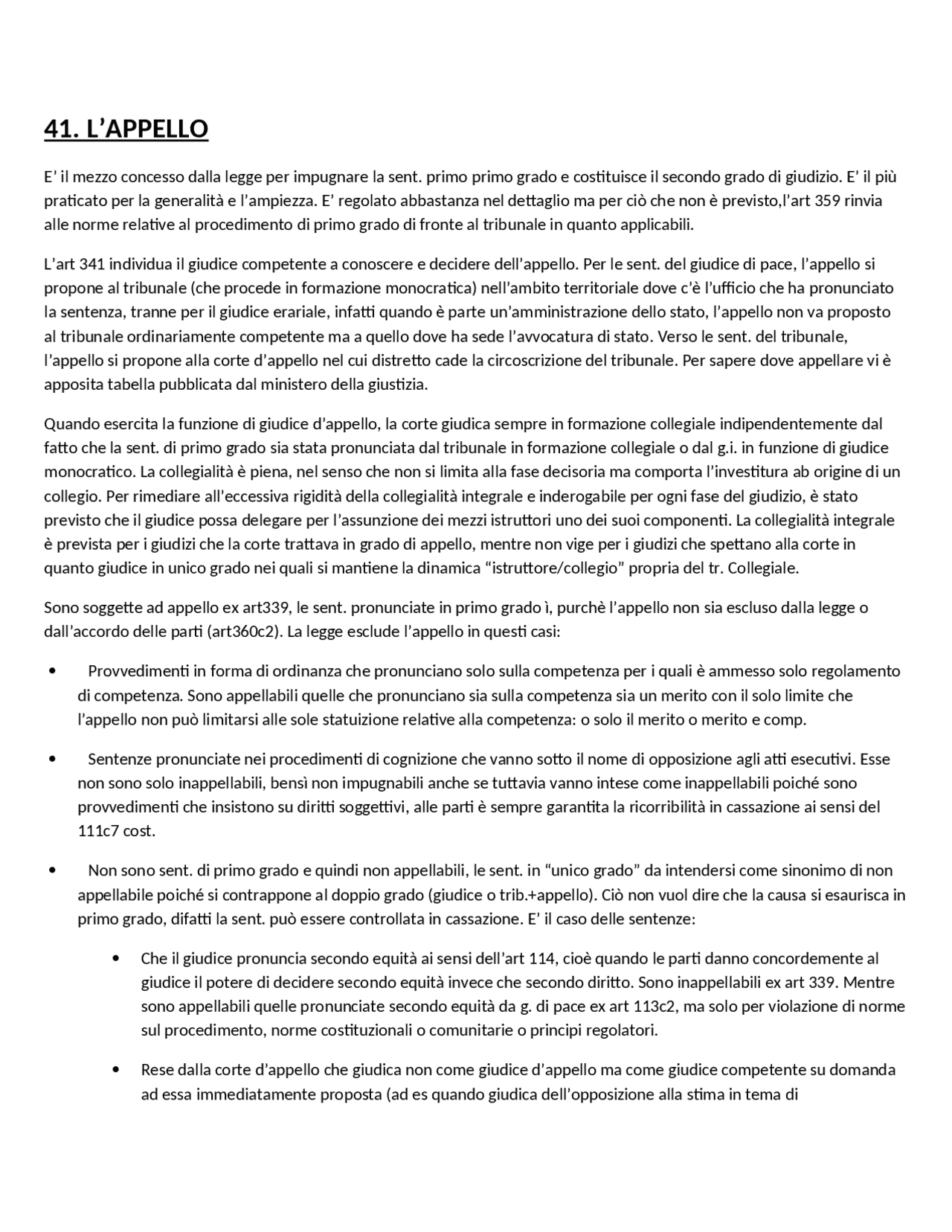 Procedura Civile Cap 41 Sassani Docsity