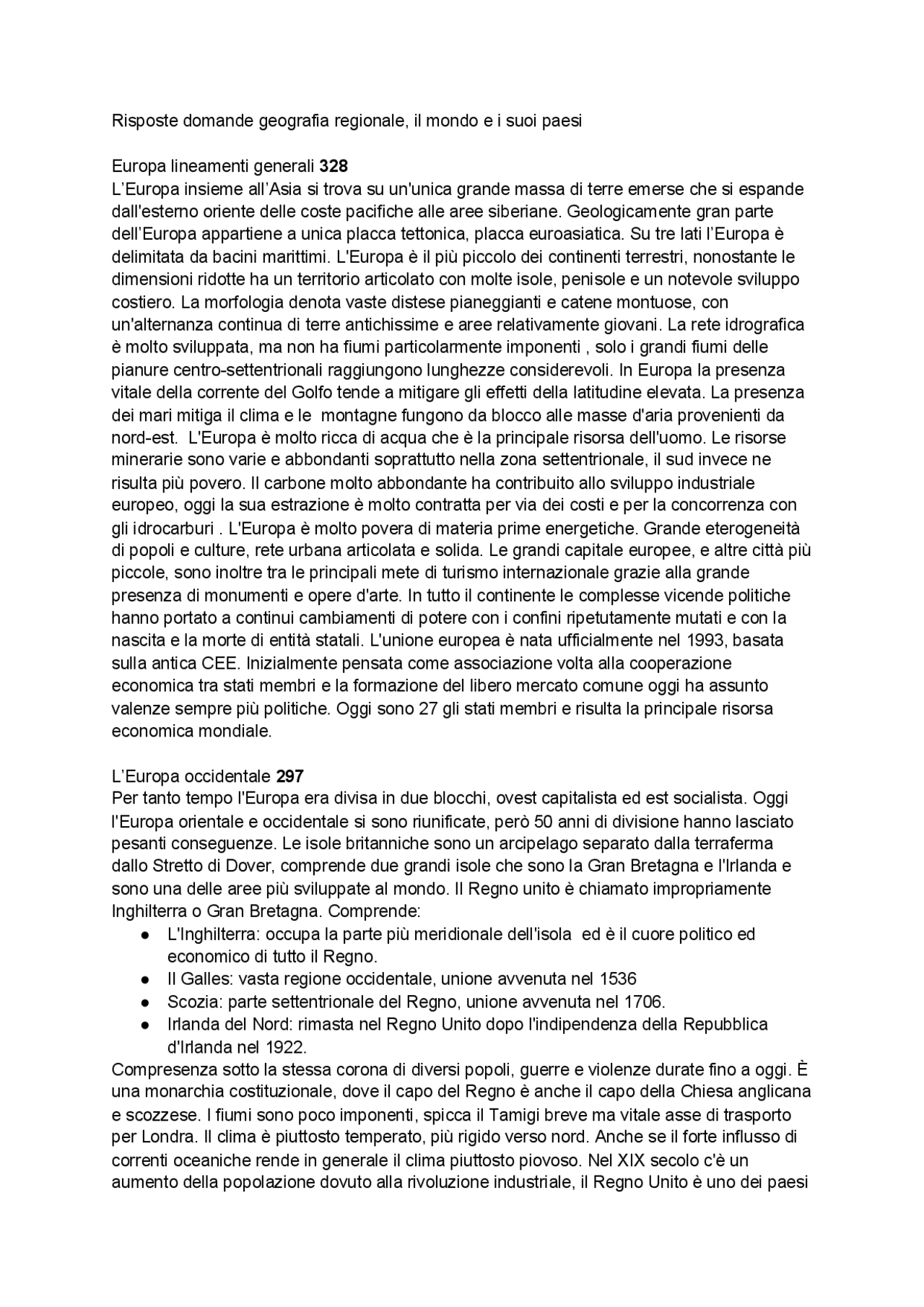 Risposte alle domande dell'esame di geografia regionale.libro il mondo ...