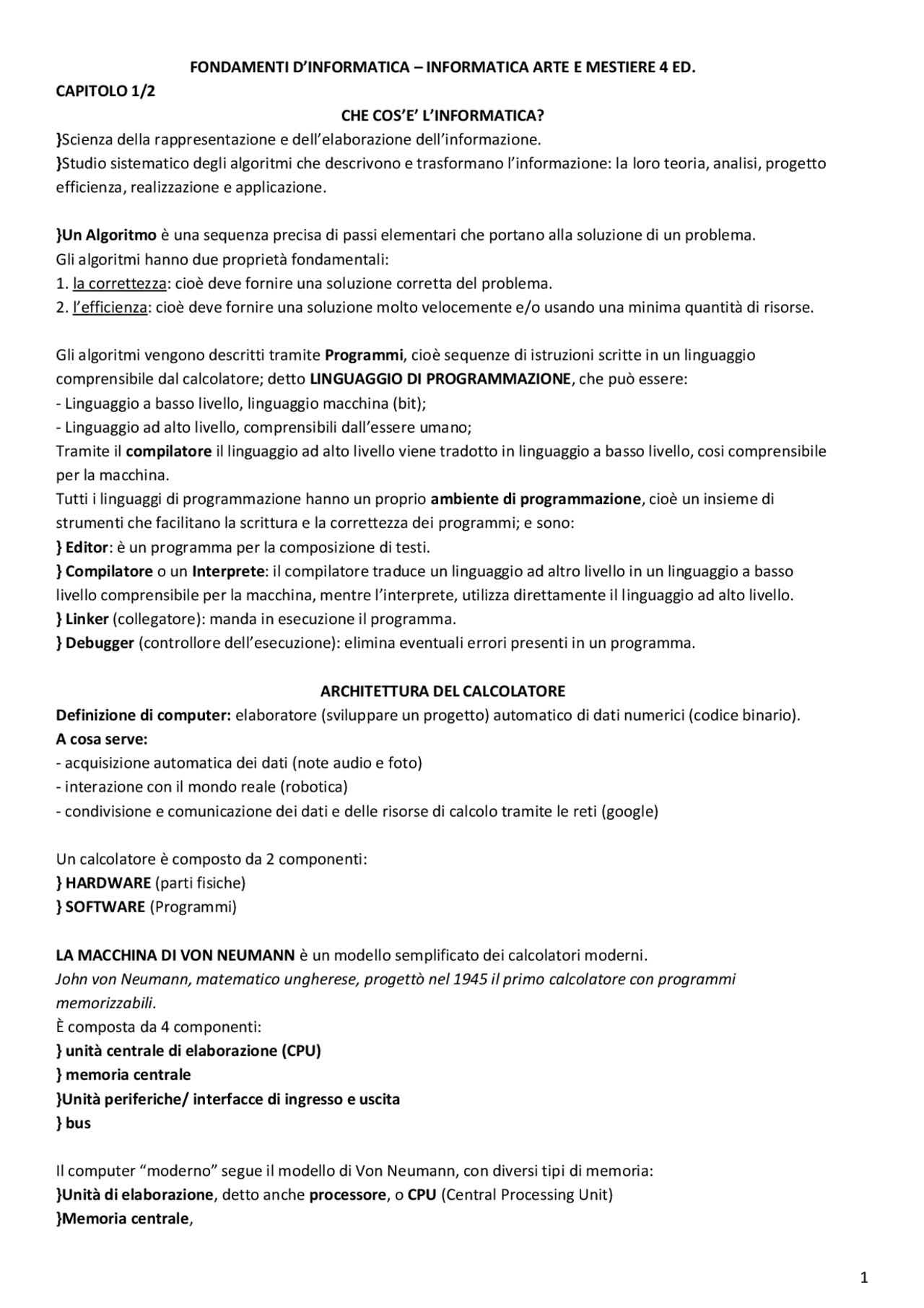 Fondamenti Di Informatica Docsity