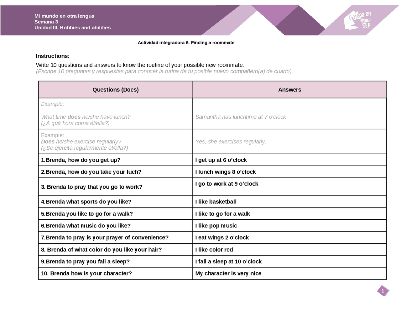 Módulo 6 semana 4 actividades - Docsity