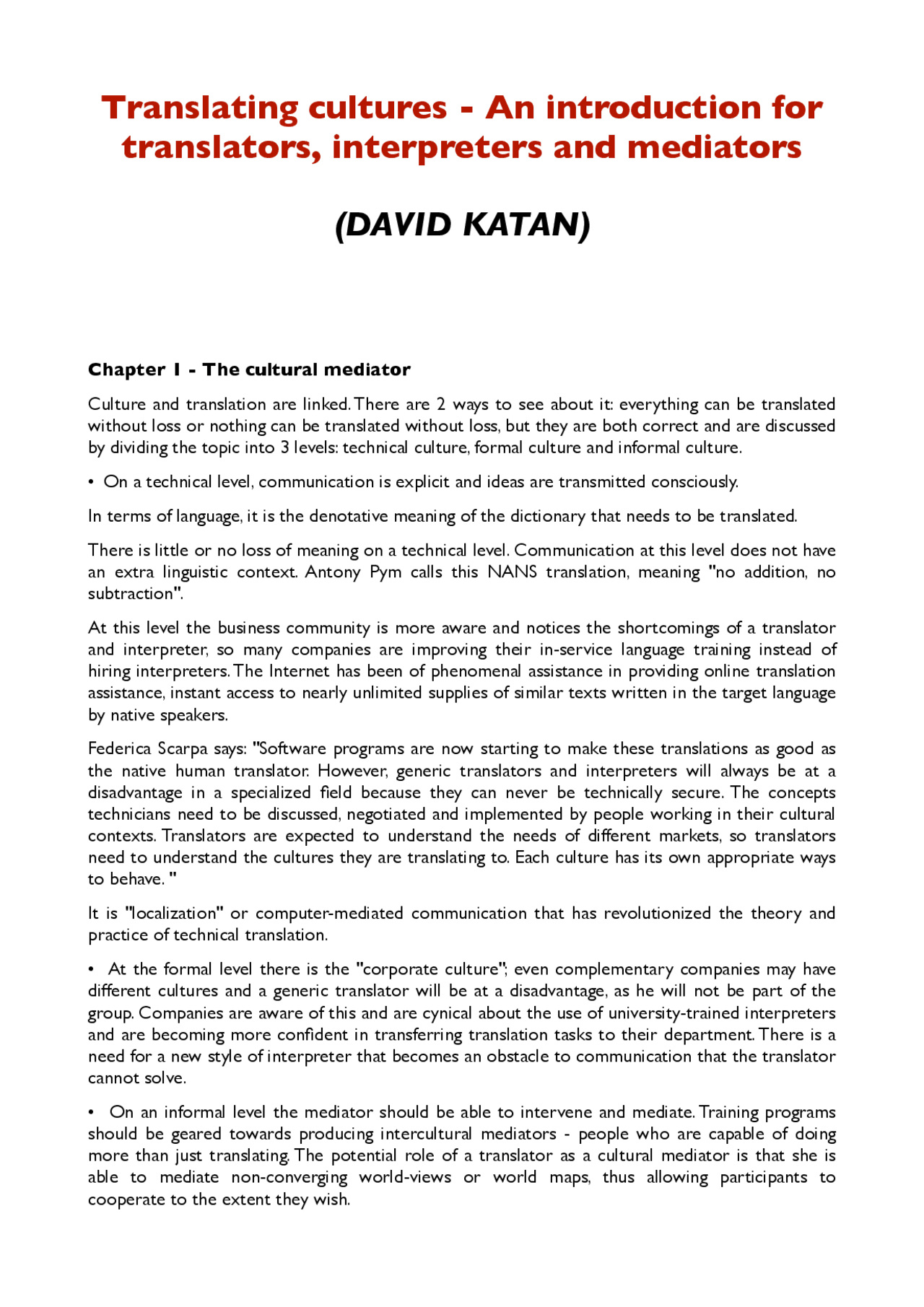 Translating Cultures Docsity