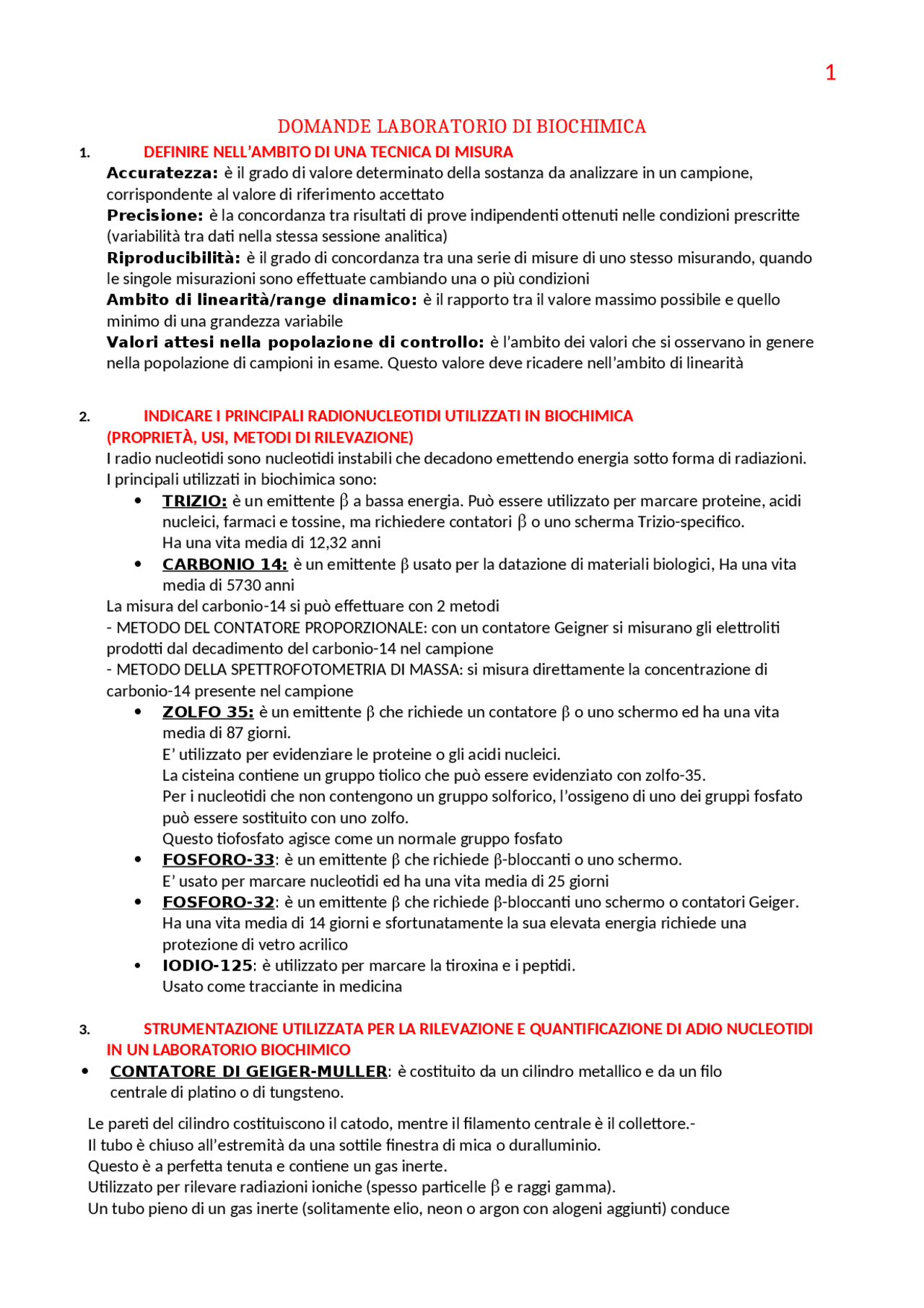 Domande Laboratorio Di Biochimica Docsity