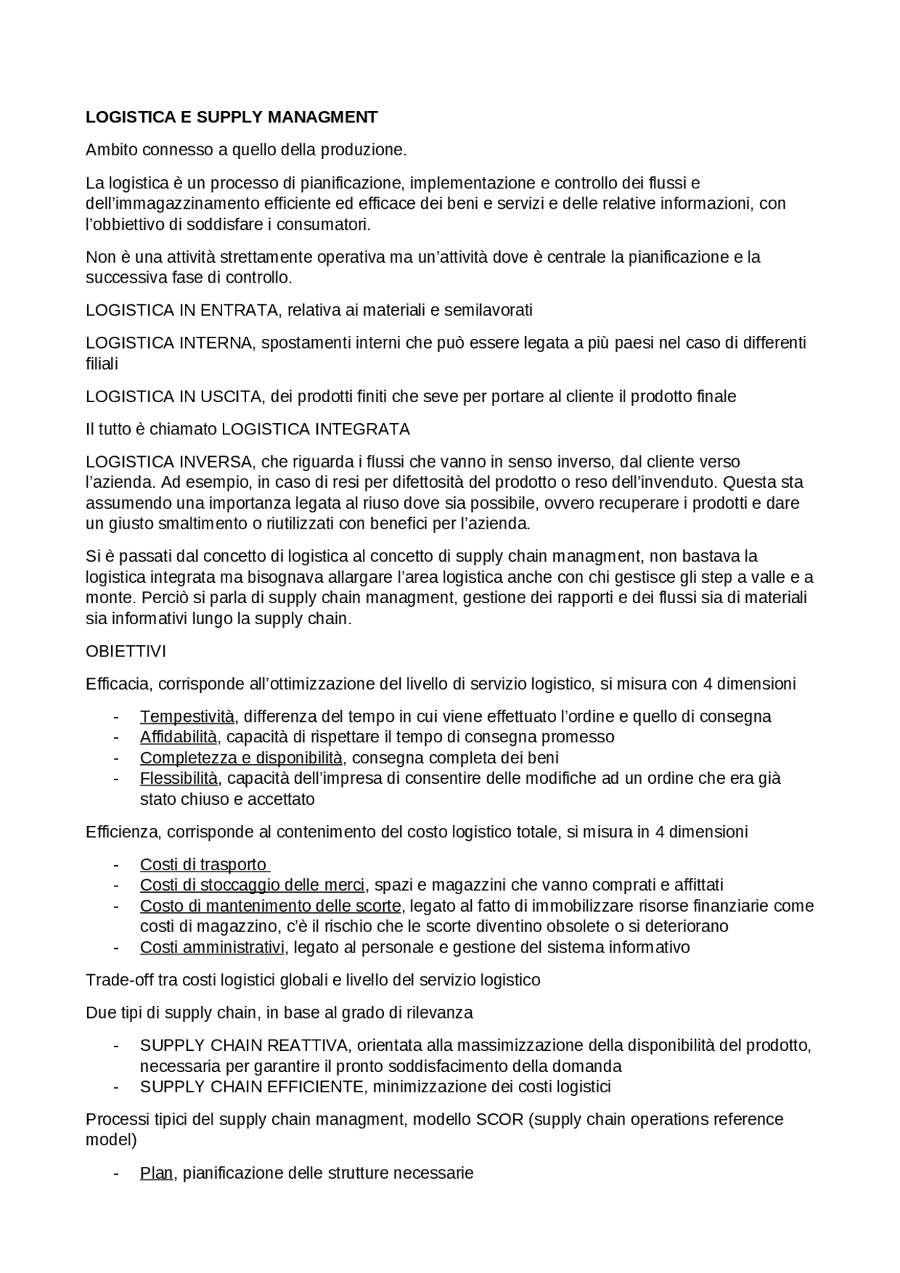 Logistica E Supply Management Docsity
