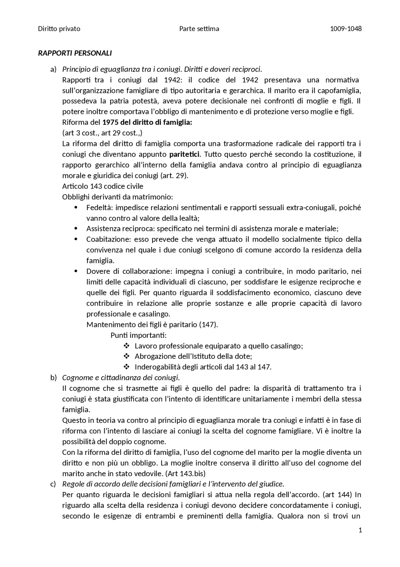 Riassunti Diritto Di Famiglia Appunti Di Diritto Privato Docsity