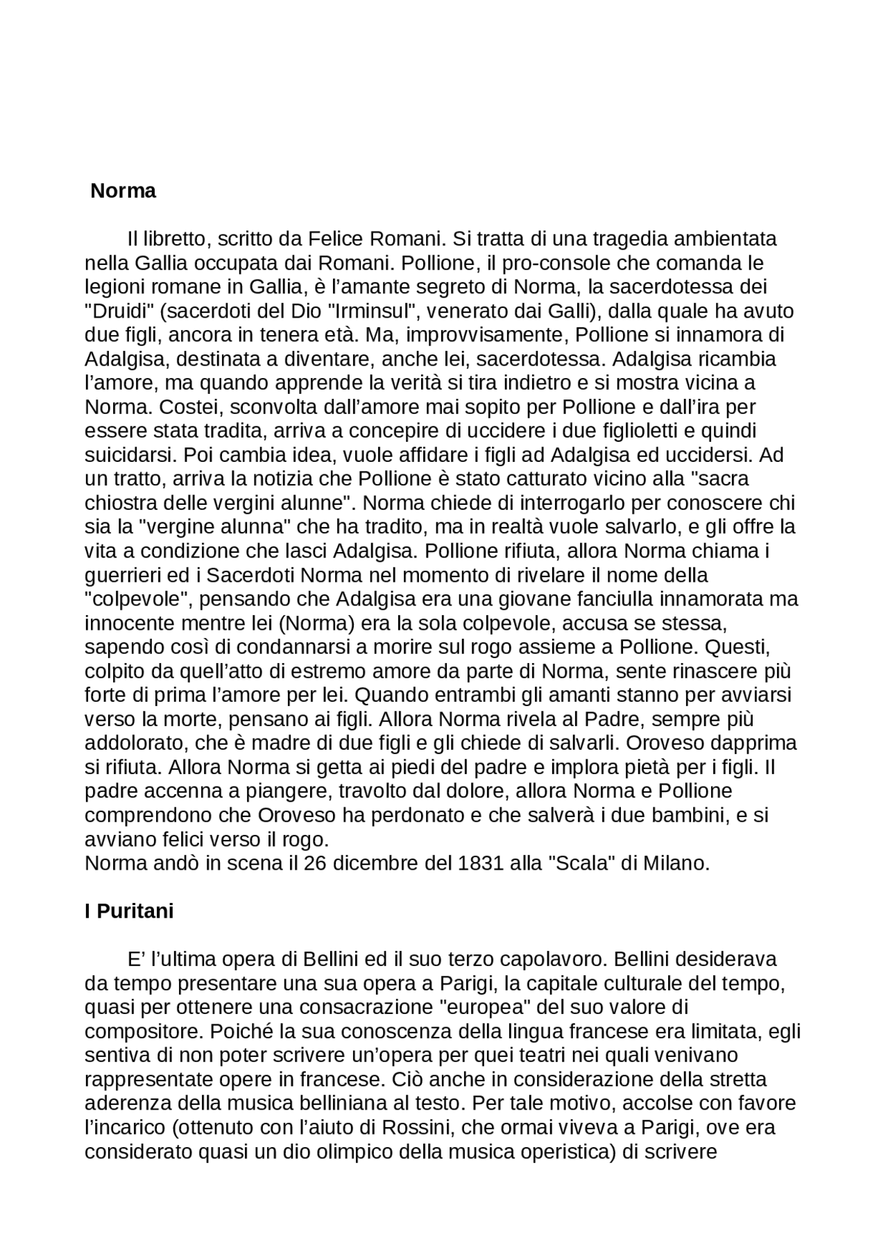 Opere Di Vincenzo Bellini Docsity