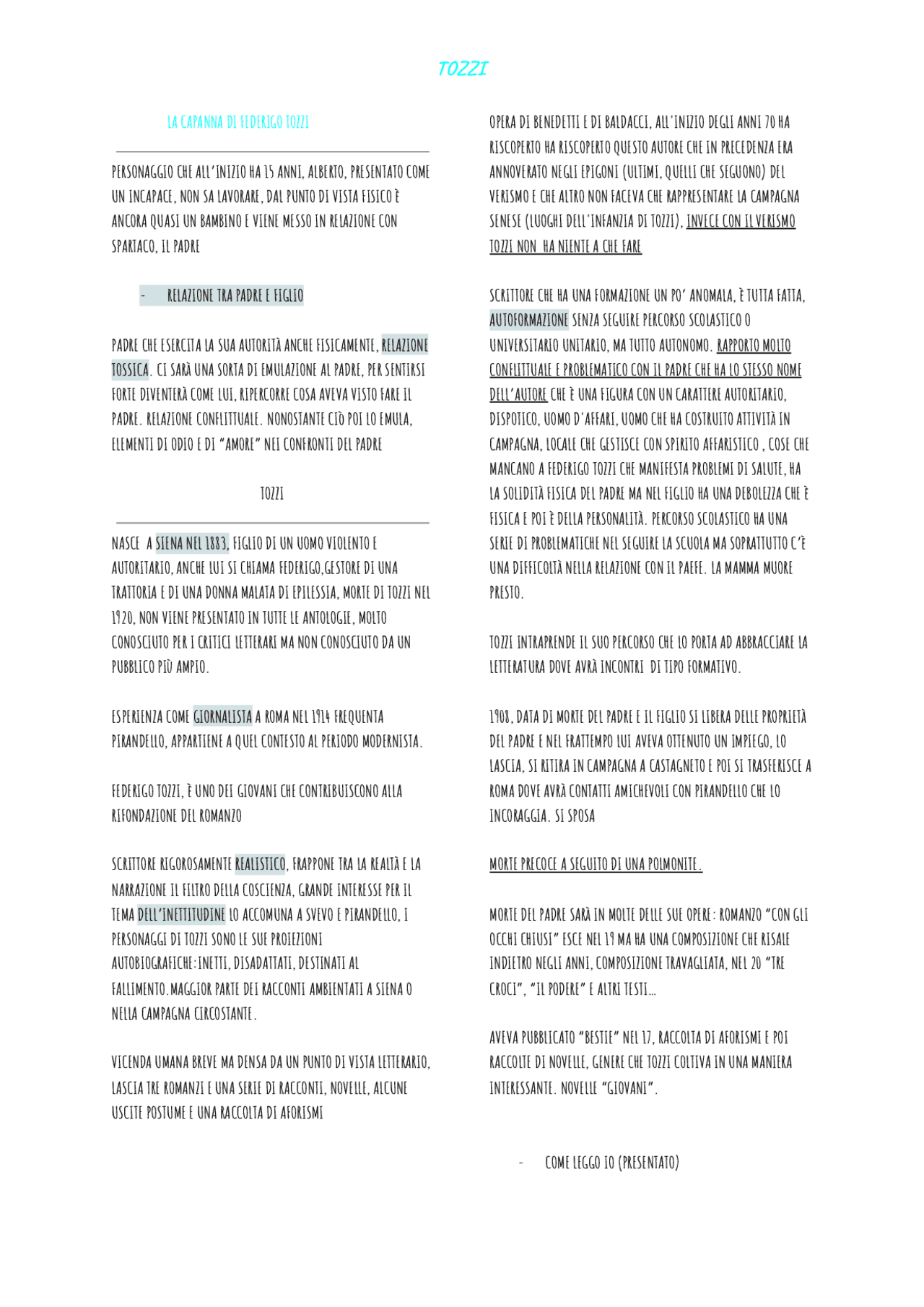 Tozzi Spiegazione E Appunti Docsity