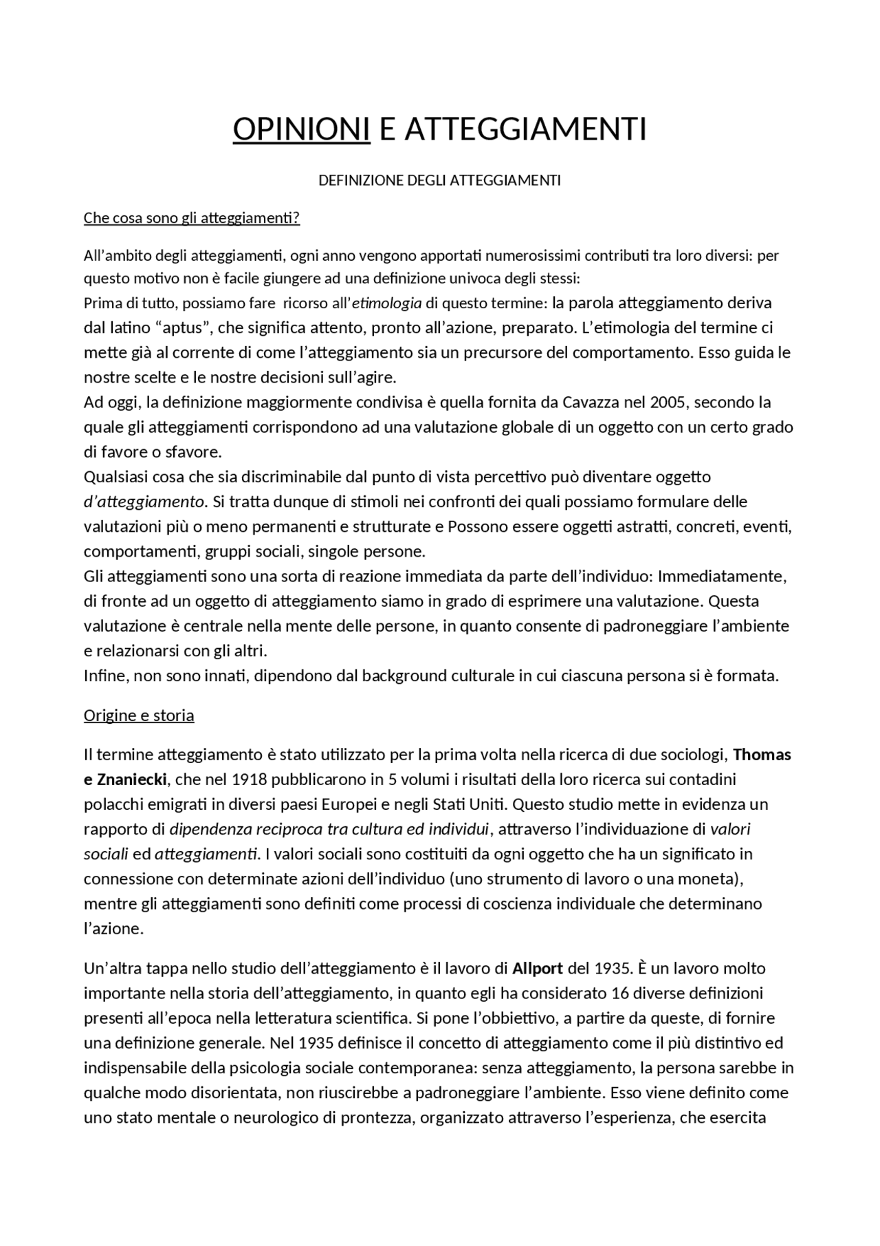 Appunti Completi Di Opinioni E Atteggiamenti Appunti Di Psicologia