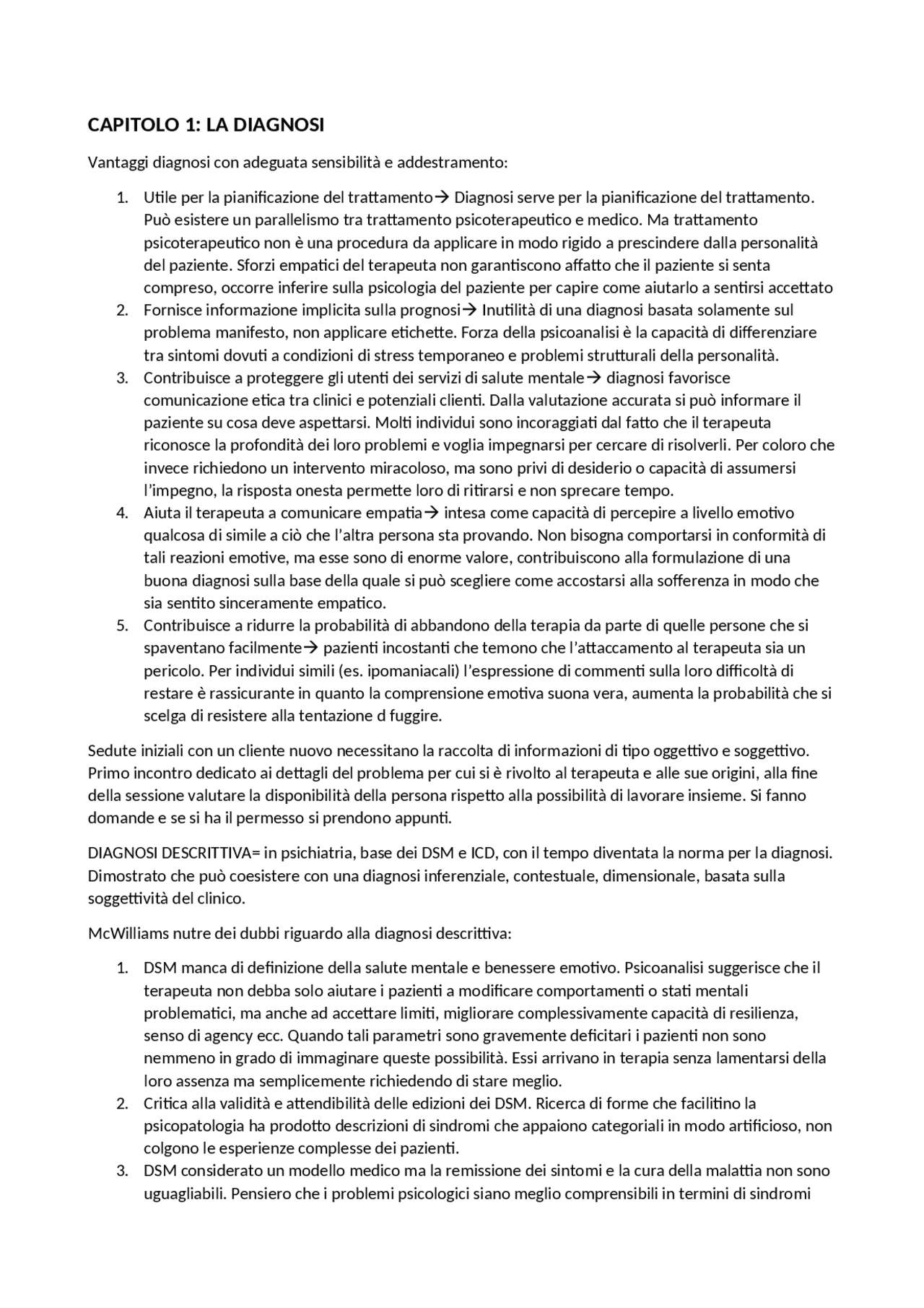 La Diagnosi Psicoanalitica Nancy Mcwilliams Docsity