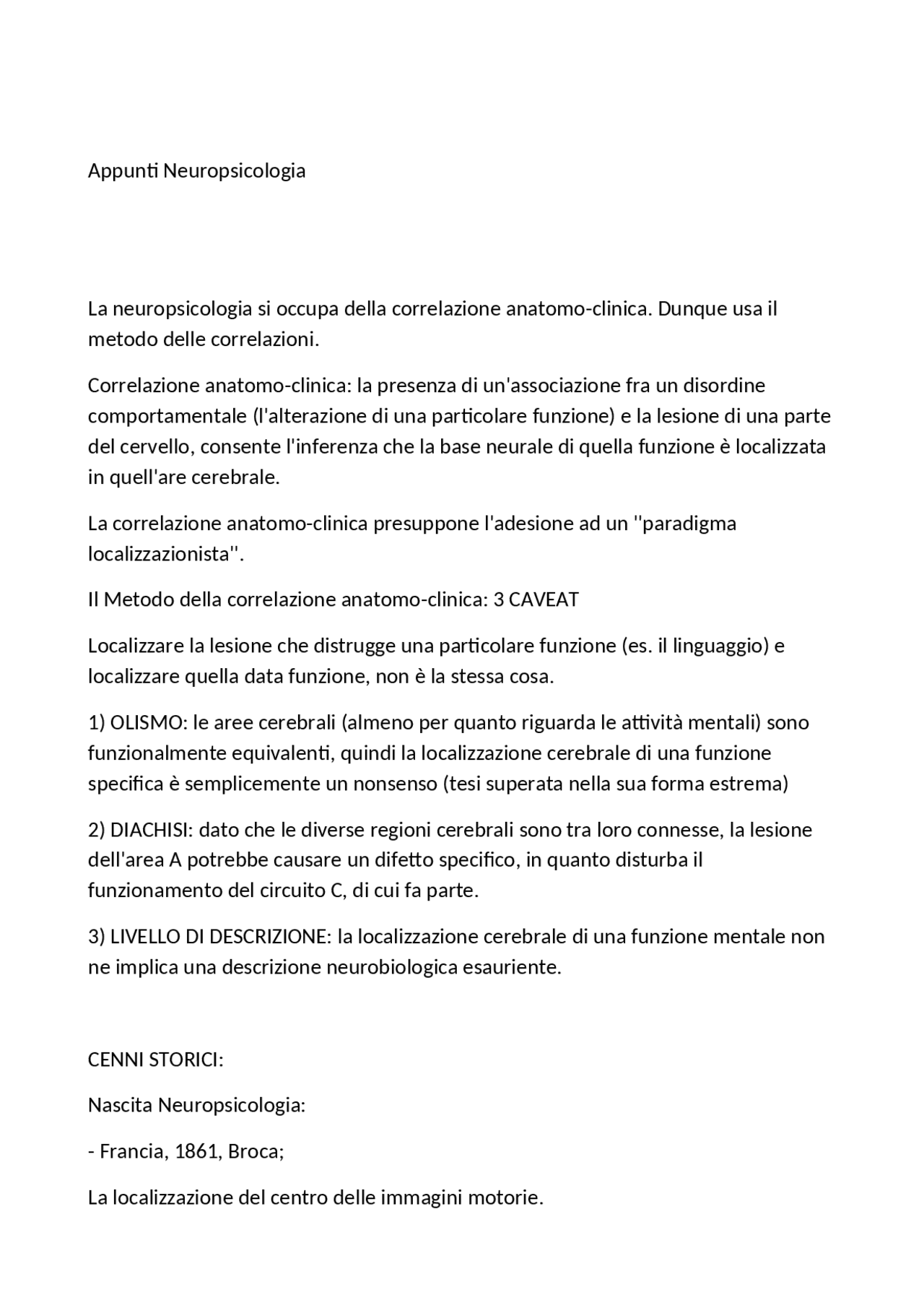 Neuropsicologia Applicata Notes De Neuropsicologia Docsity