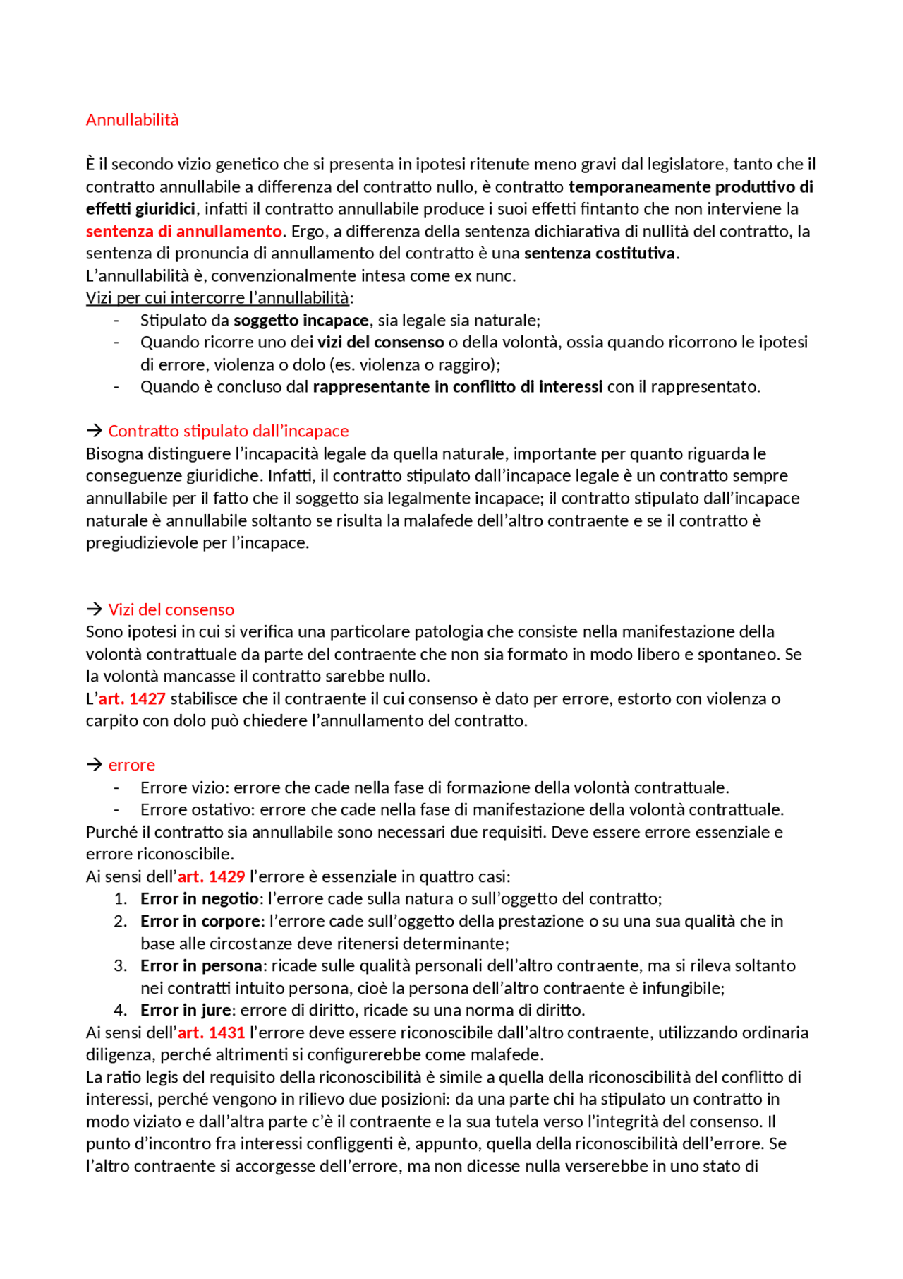 Riassunto Contratto Docsity