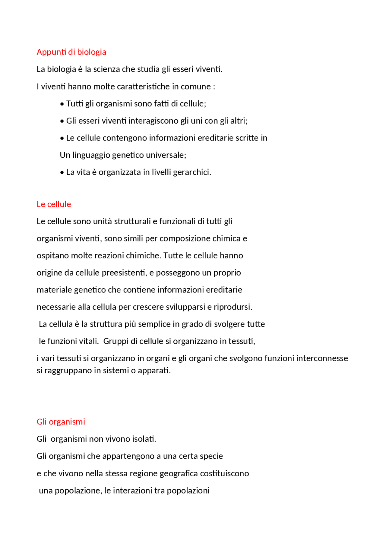 Biologia Riassunti Docsity