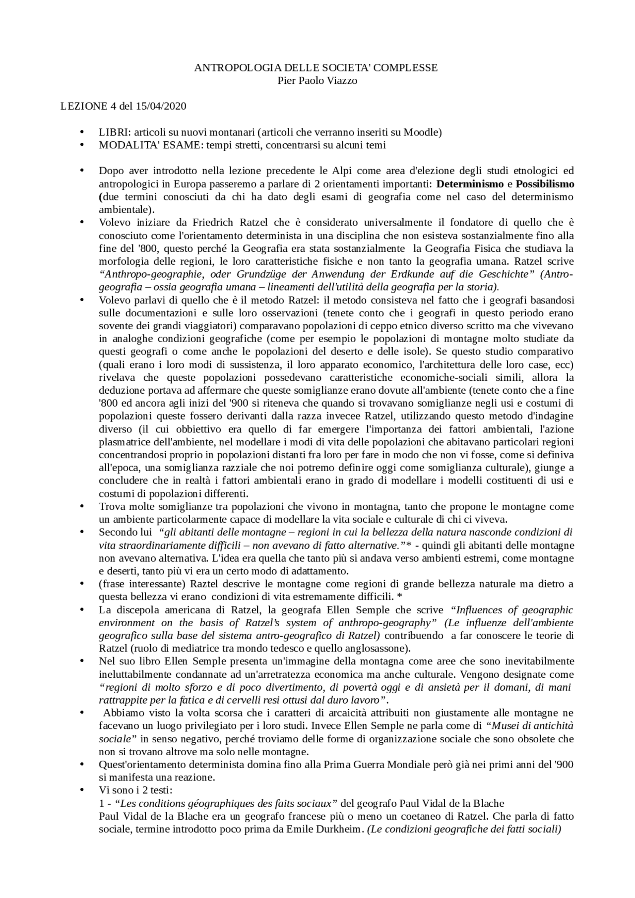 Appunti lezione 4 antropologia delle società complesse - Docsity