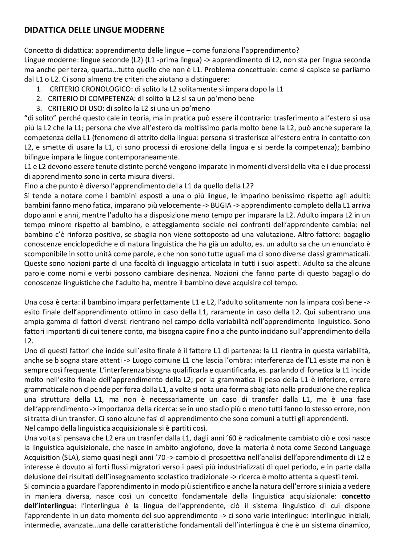 Didattica Delle Lingue Moderne Docsity