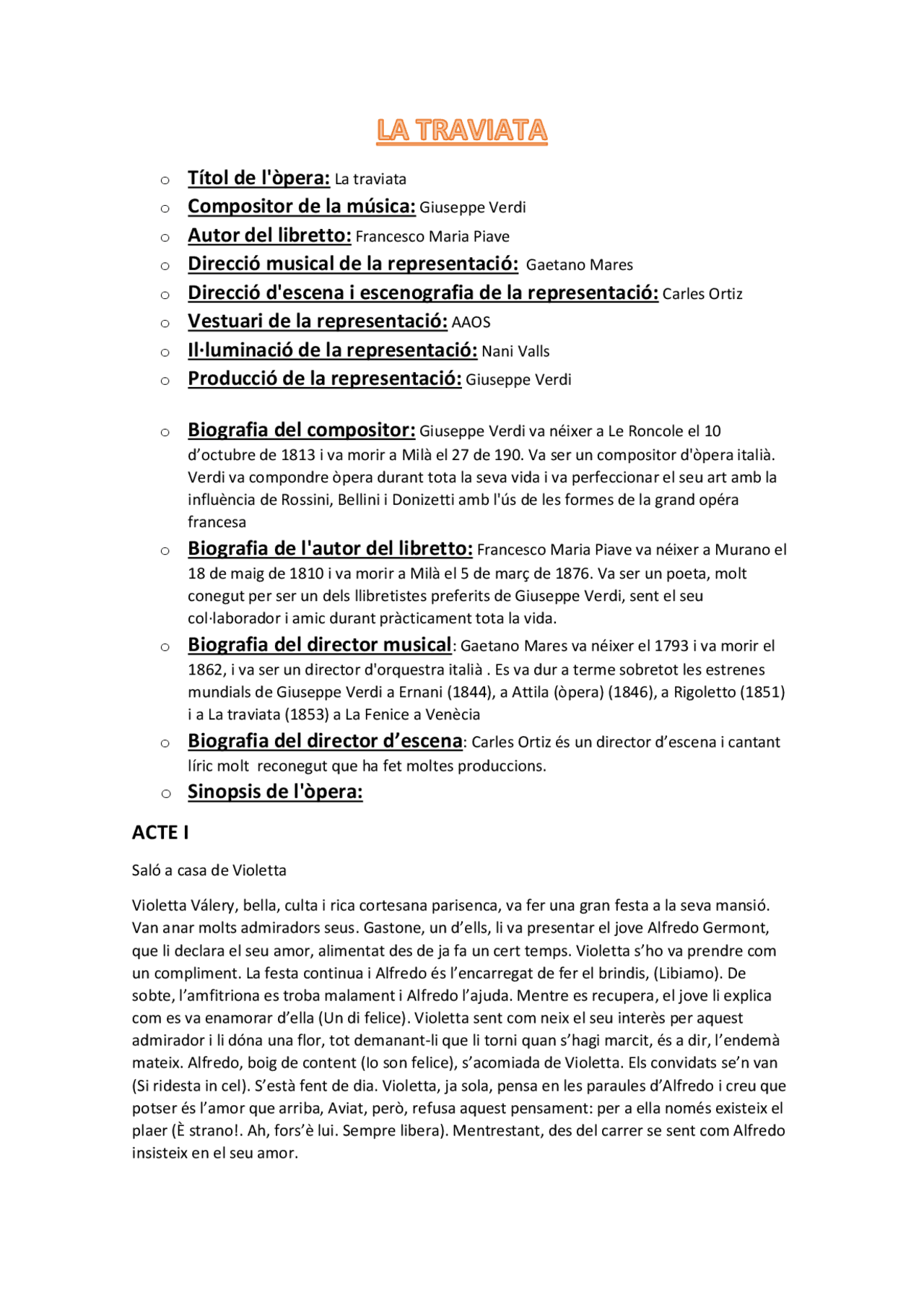 La Traviata De Giuseppe Verdi Docsity