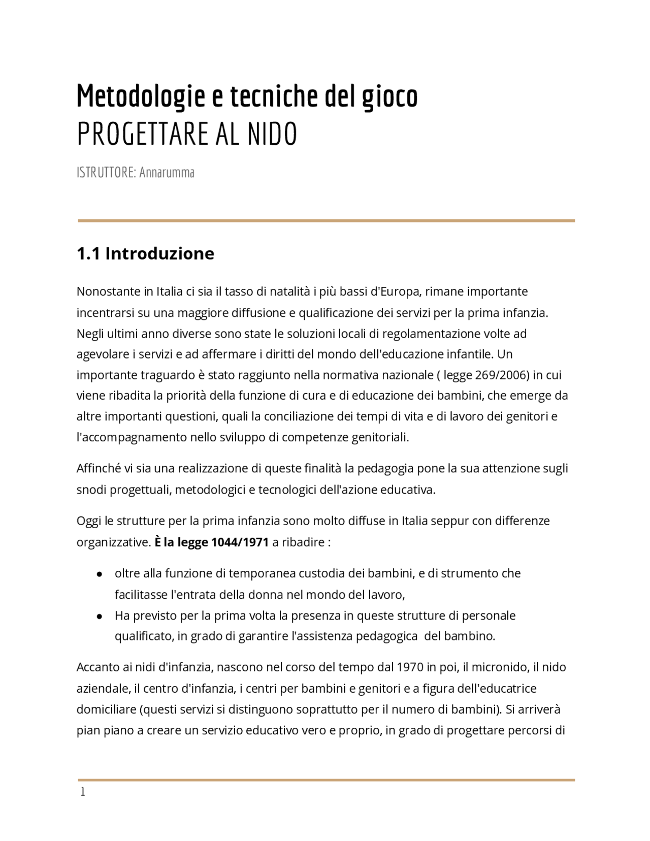 Progettare Al Nido Annarumma Appunti Di Metodologia Del Gioco Docsity