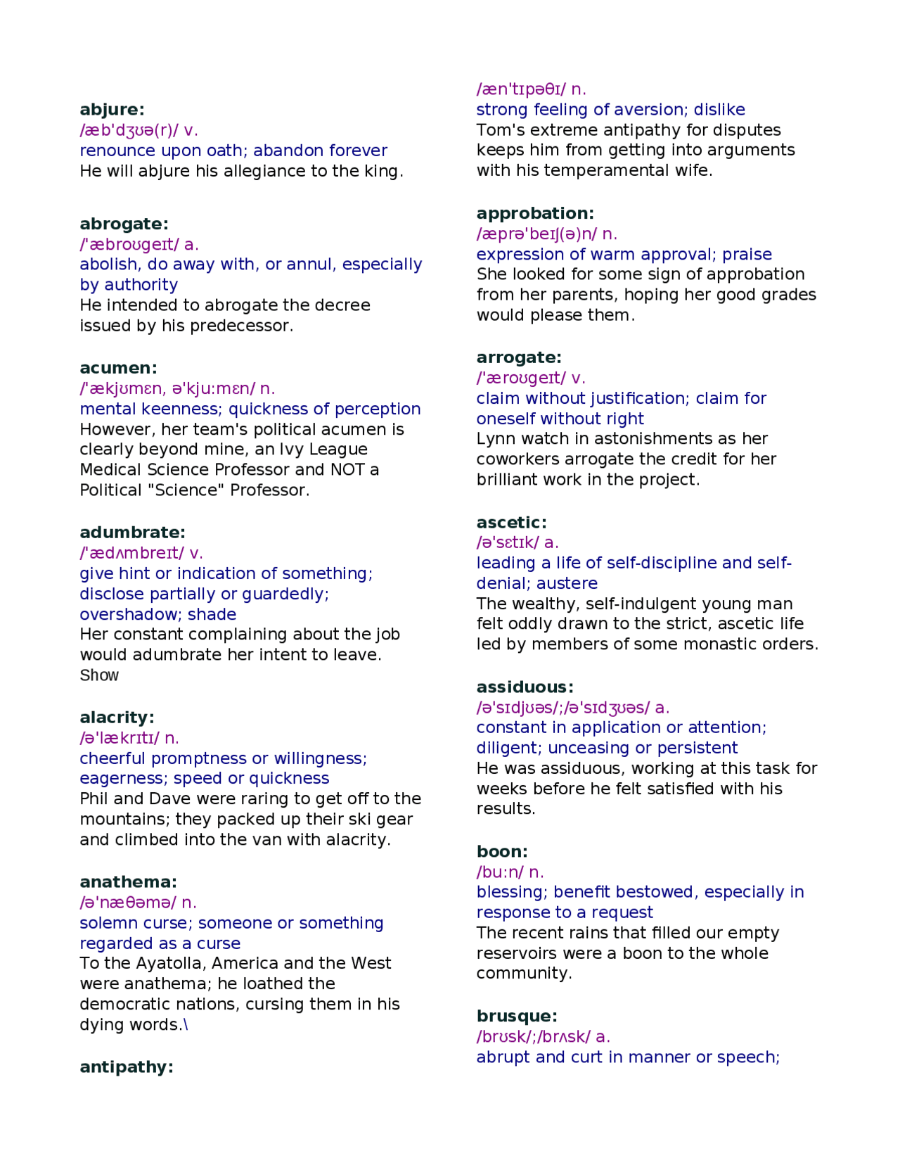 Your Mini Dictionary | Study Guides, Projects, Research English | Docsity